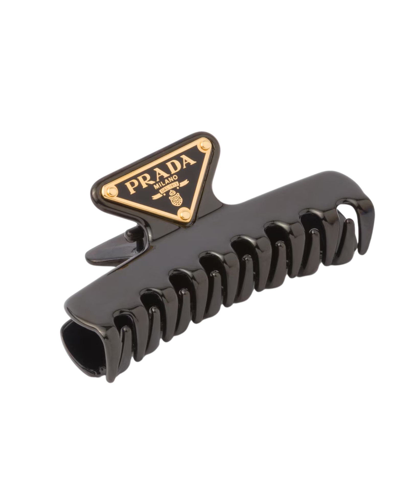 Prada Black and Gold Triangle Logo Hair Clips cozy For the ladies that want to wear Prada from *hair* to toe  main image 2