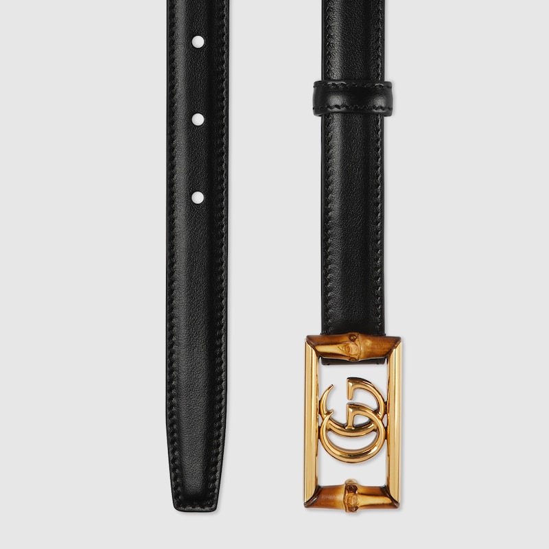 Gucci Belt With Double G Buckle And Bamboo Leather - Black  display picture 2