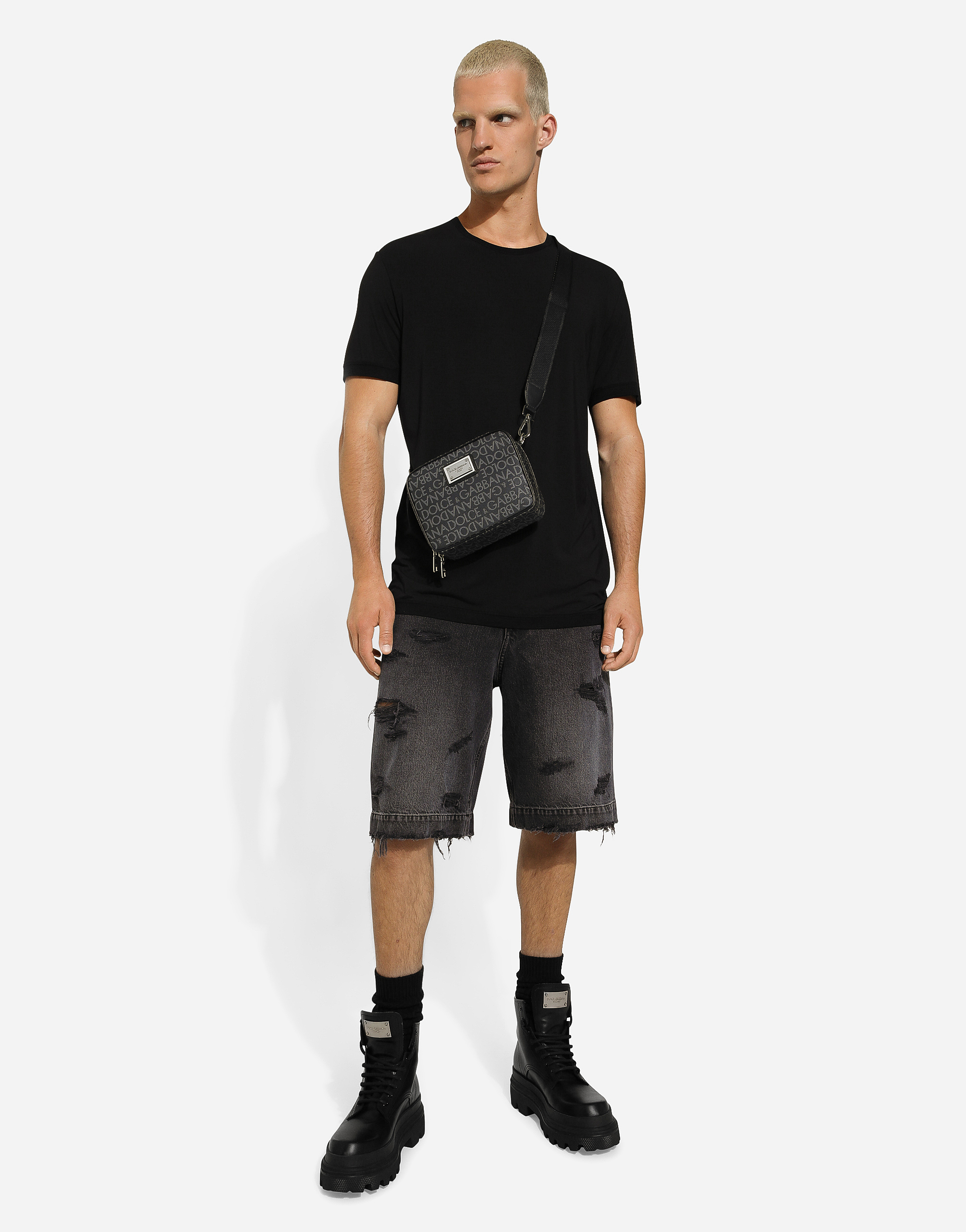 Dolce & Gabbana Logo Jacquard Crossbody Bag - Black/Grey