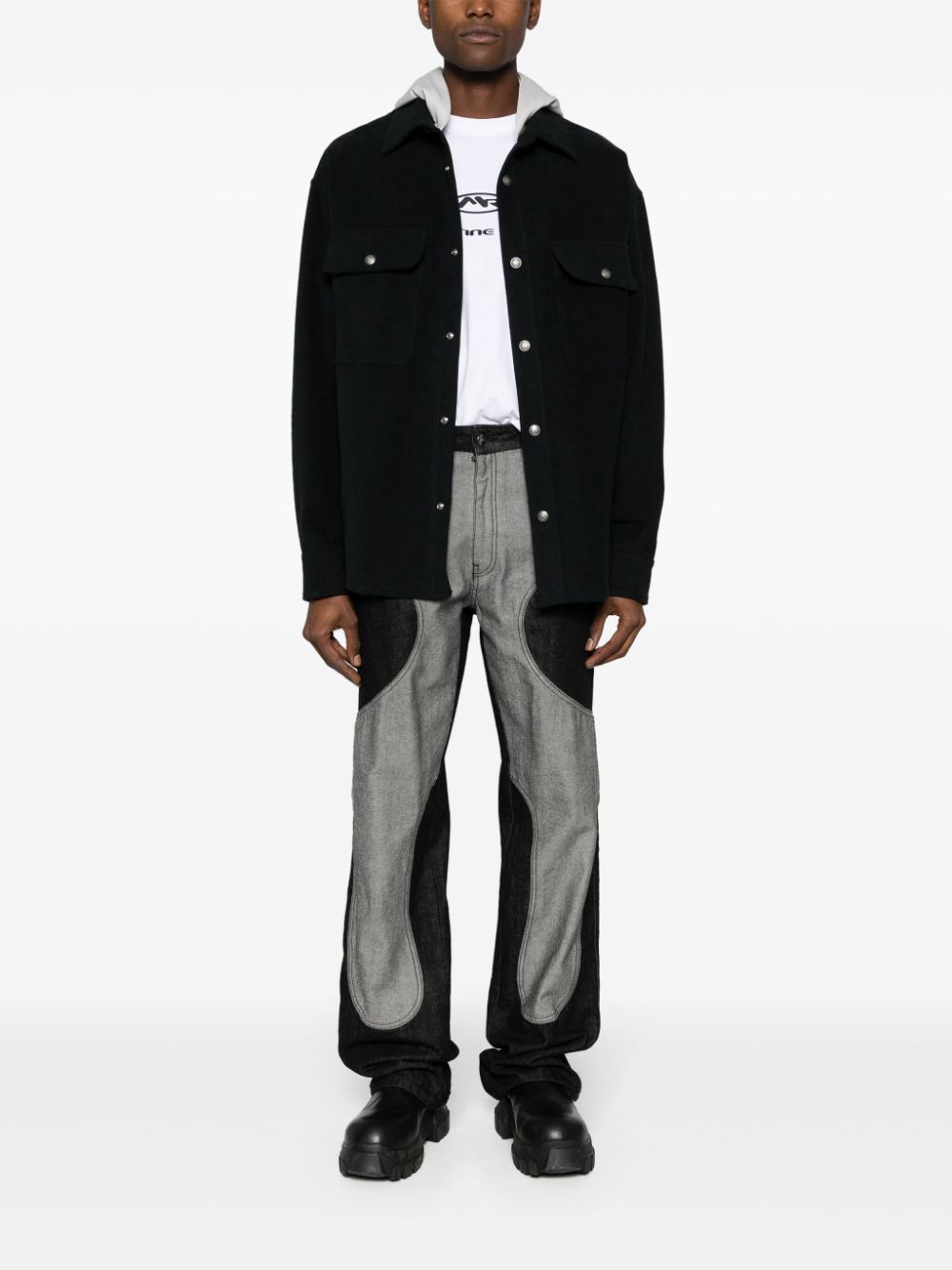 PALM ANGELS monogram-print hooded overshirt