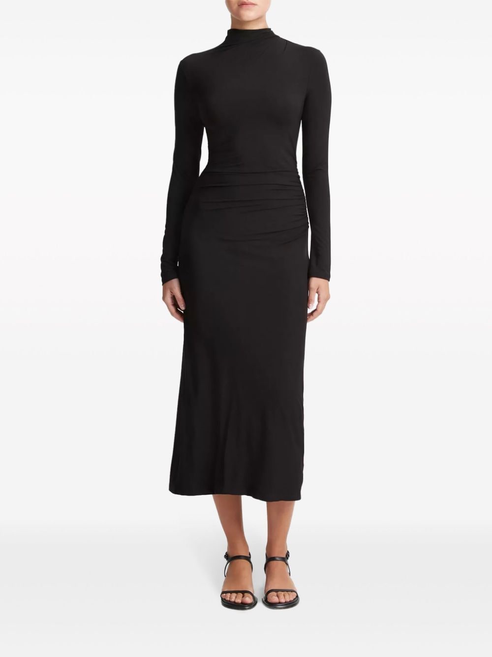 VINCE Vince. Ruched Detail Flared Midi Dress
