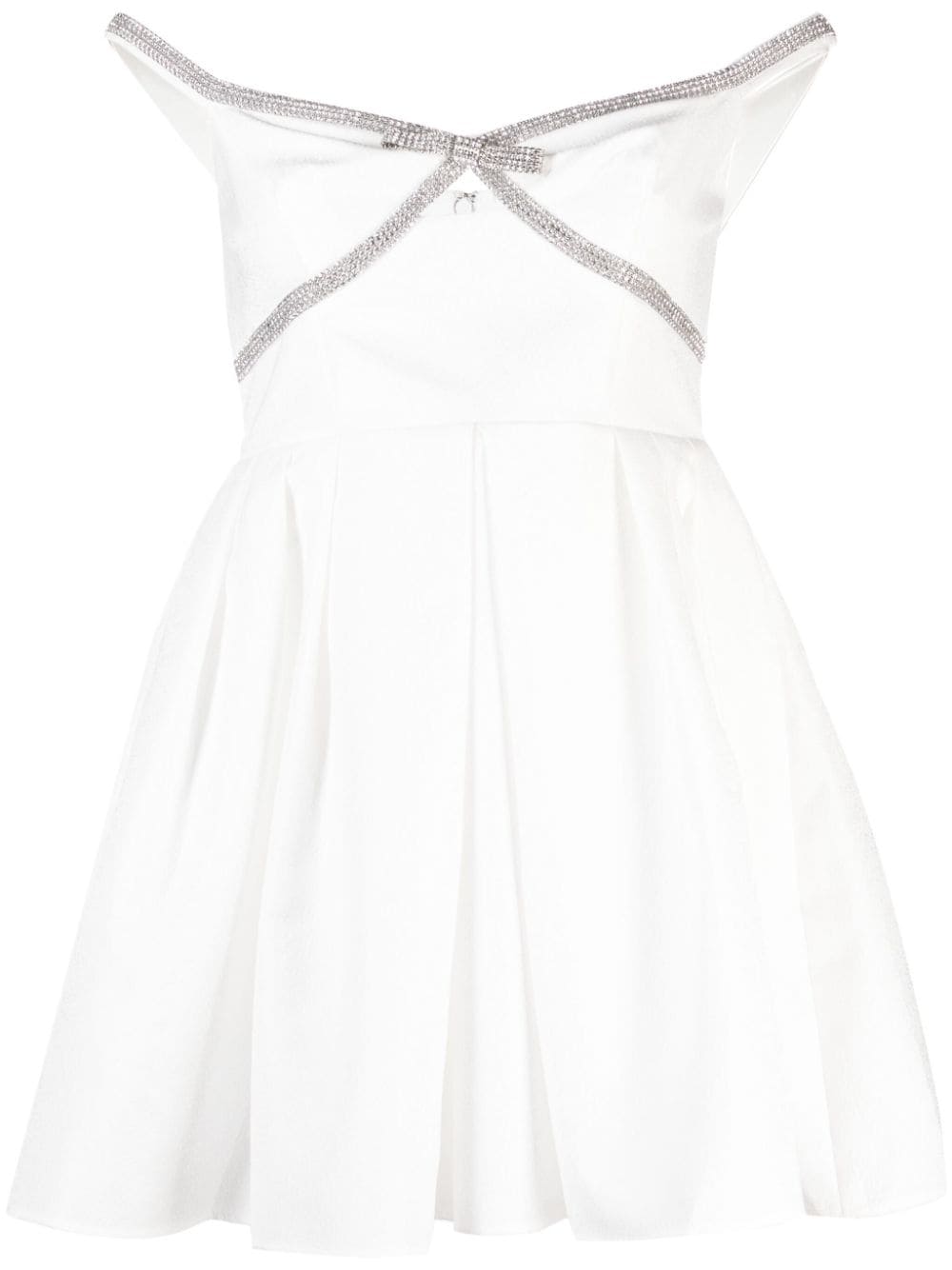 SELF-PORTRAIT Self-Portrait Diamanté-Trim Off-Shoulder Minidress