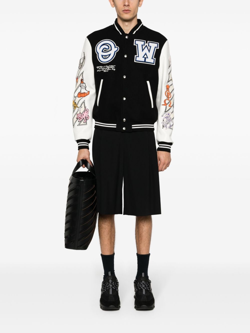 OFF-WHITE Logic Patch Varsity Jacket