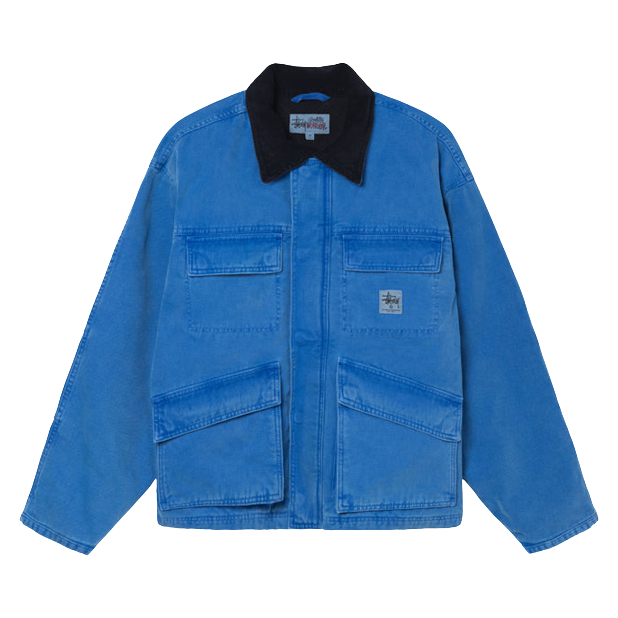 StüSsy Washed Canvas Shop Jacket - Blue | Editorialist