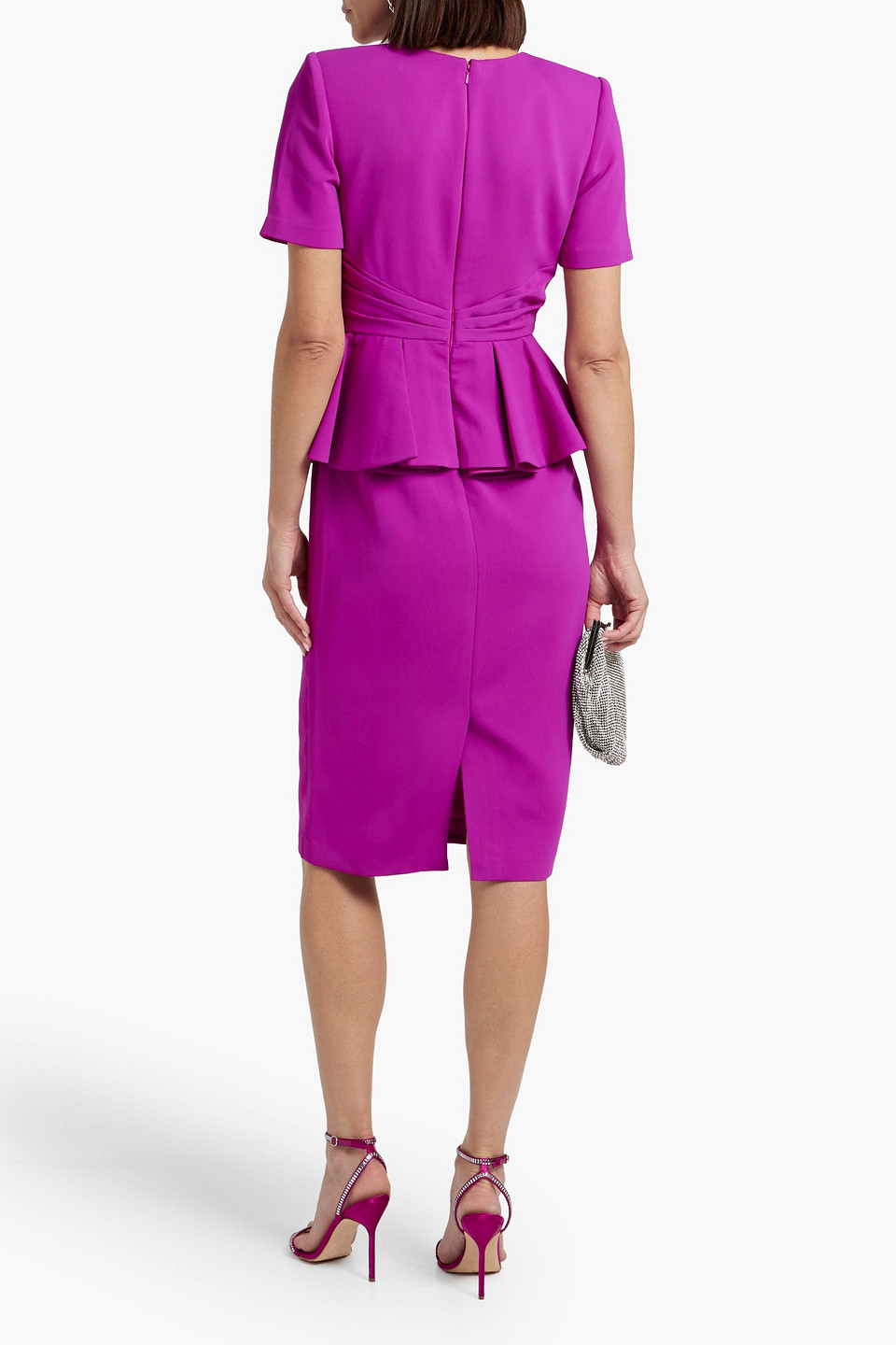 Badgley Mischka Crepe Peplum Dress In Magenta - 70% Off | Editorialist