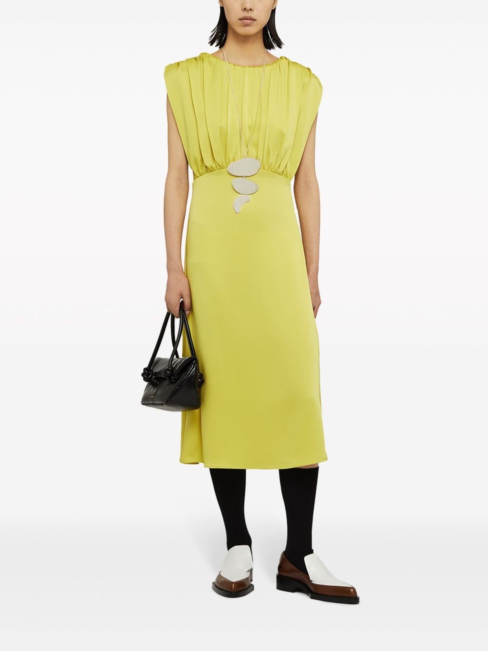 JIL SANDER Jil Sander Gathered Sleeveless Midi Dress