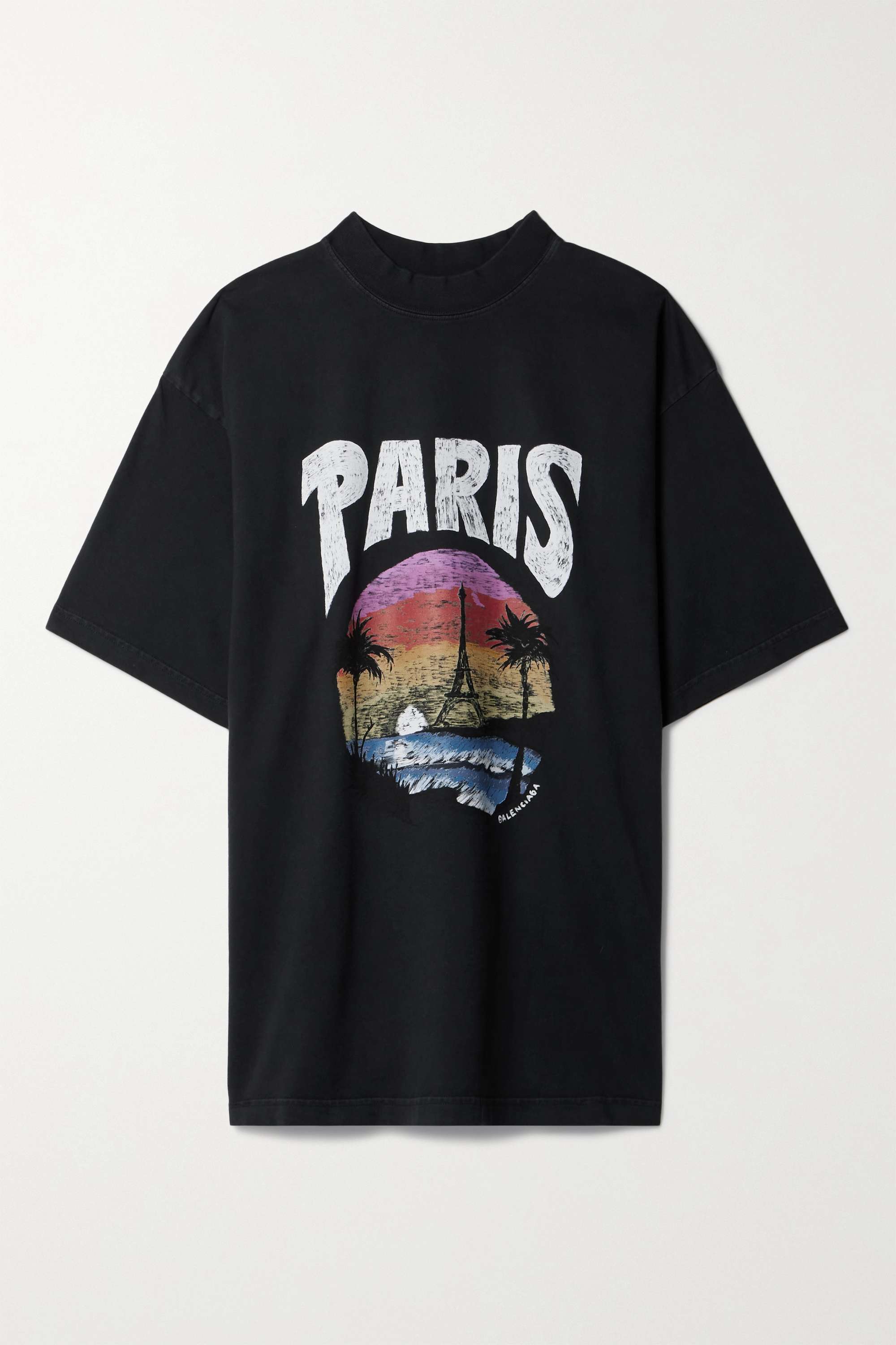 Balenciaga Printed Cotton T-Shirt - Black | Editorialist