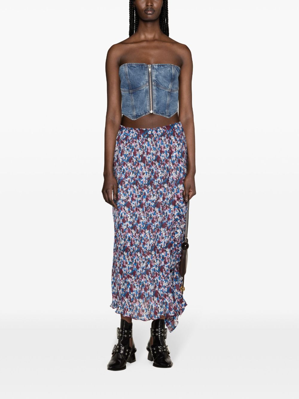 GANNI GANNI Floral-Print Pleated Midi Skirt