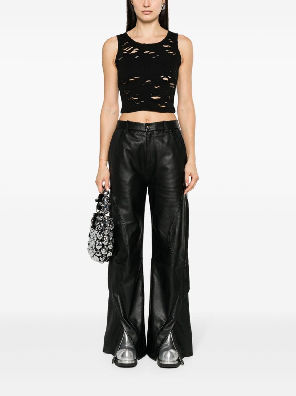 R13 Distressed Cropped Tank Top