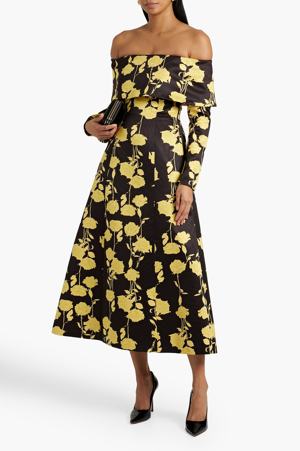 emilia wickstead off the shoulder dress Birch Dress in Ivory Textured Cloque Emilia Wickstead