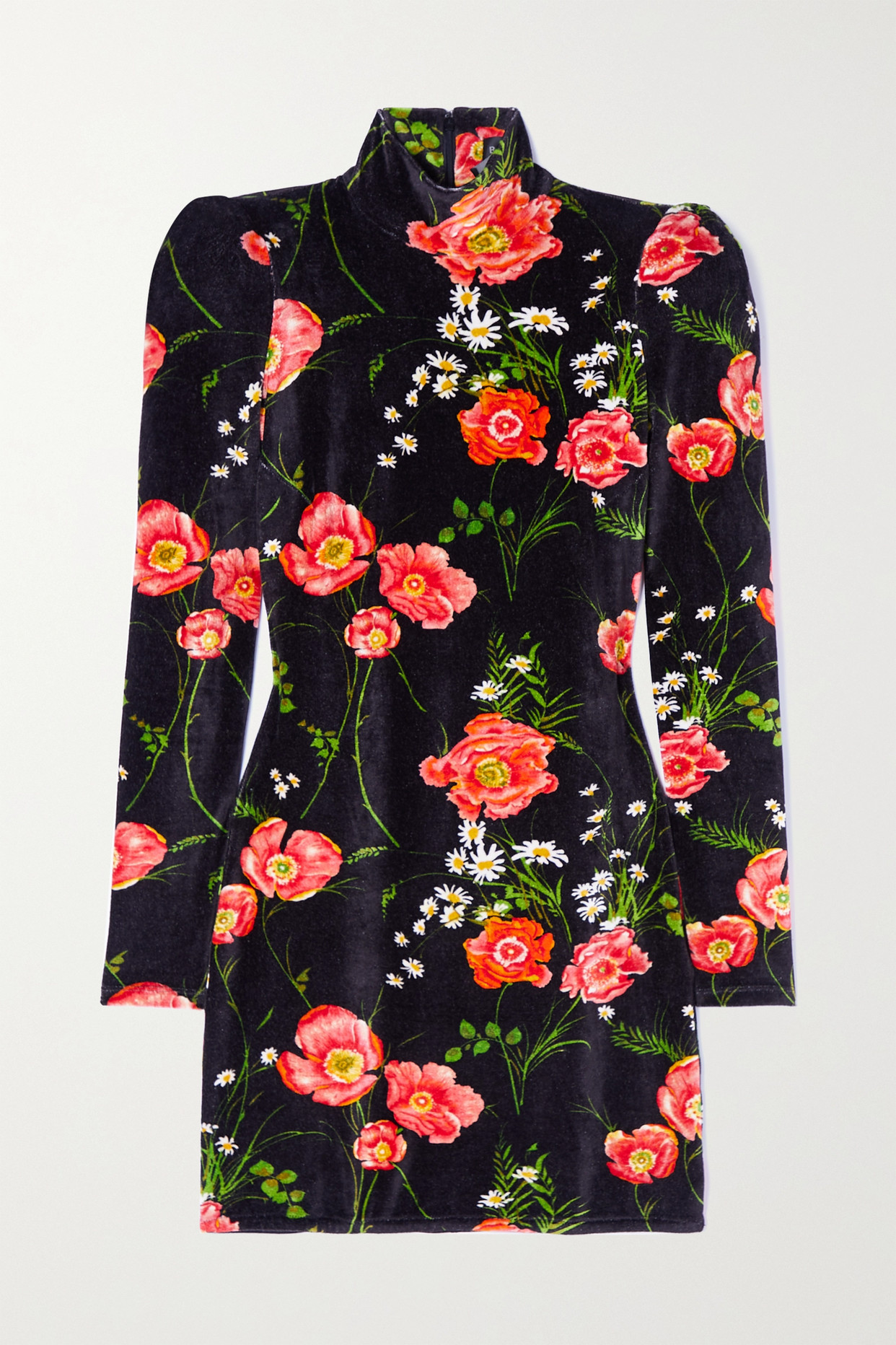 balenciaga floral mini dress Balenciaga Floral-Print Stretch-Velvet Turtleneck Mini Dress In Black - 40%  Off