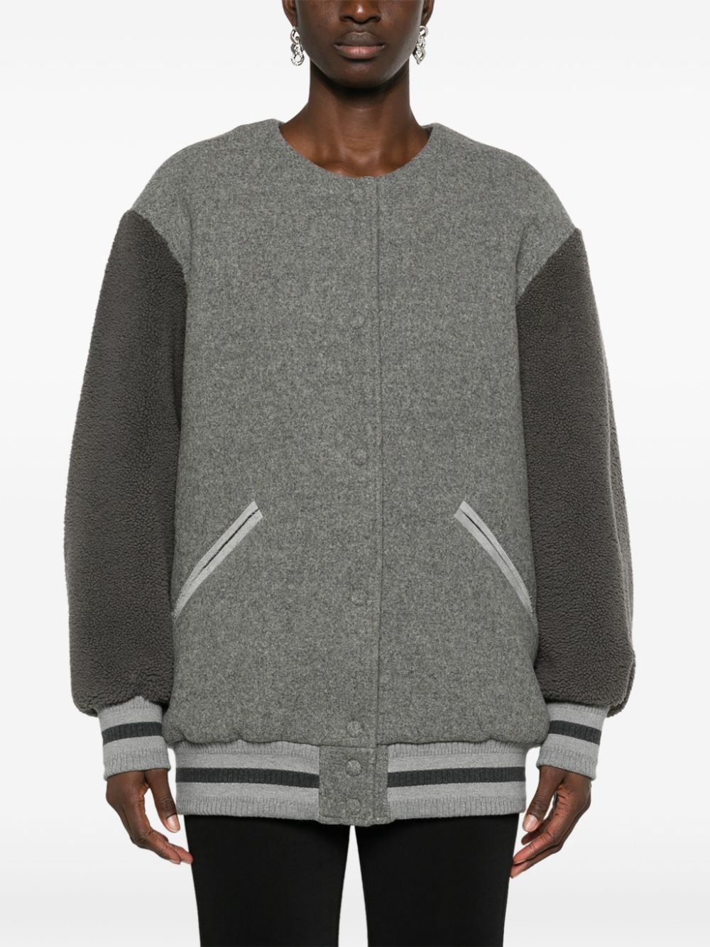 GIVENCHY Wool Bomber Jacket with Logo Appliqué