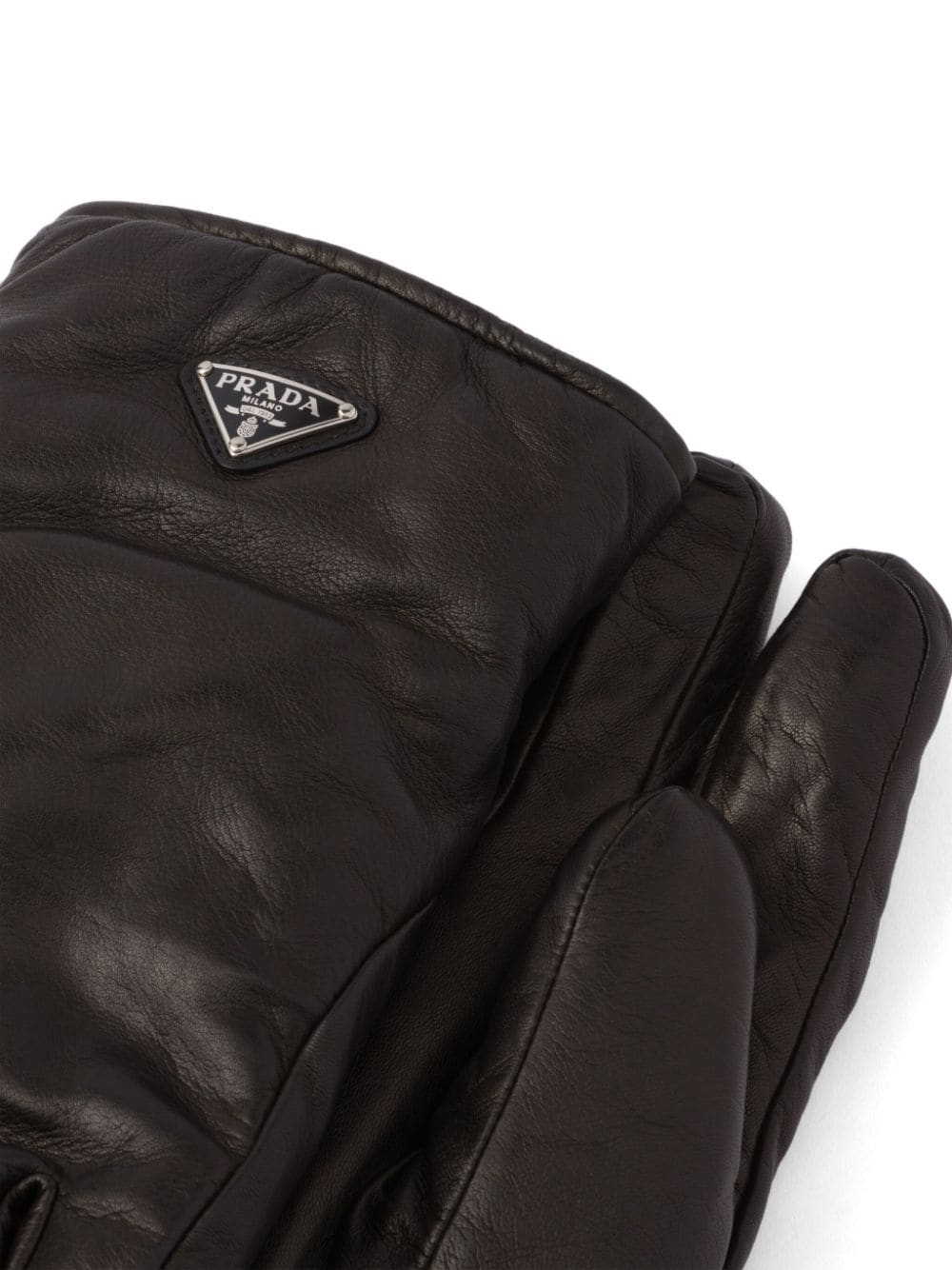 Prada Leather Gloves With Zipped Pouch - Purple | Editorialist