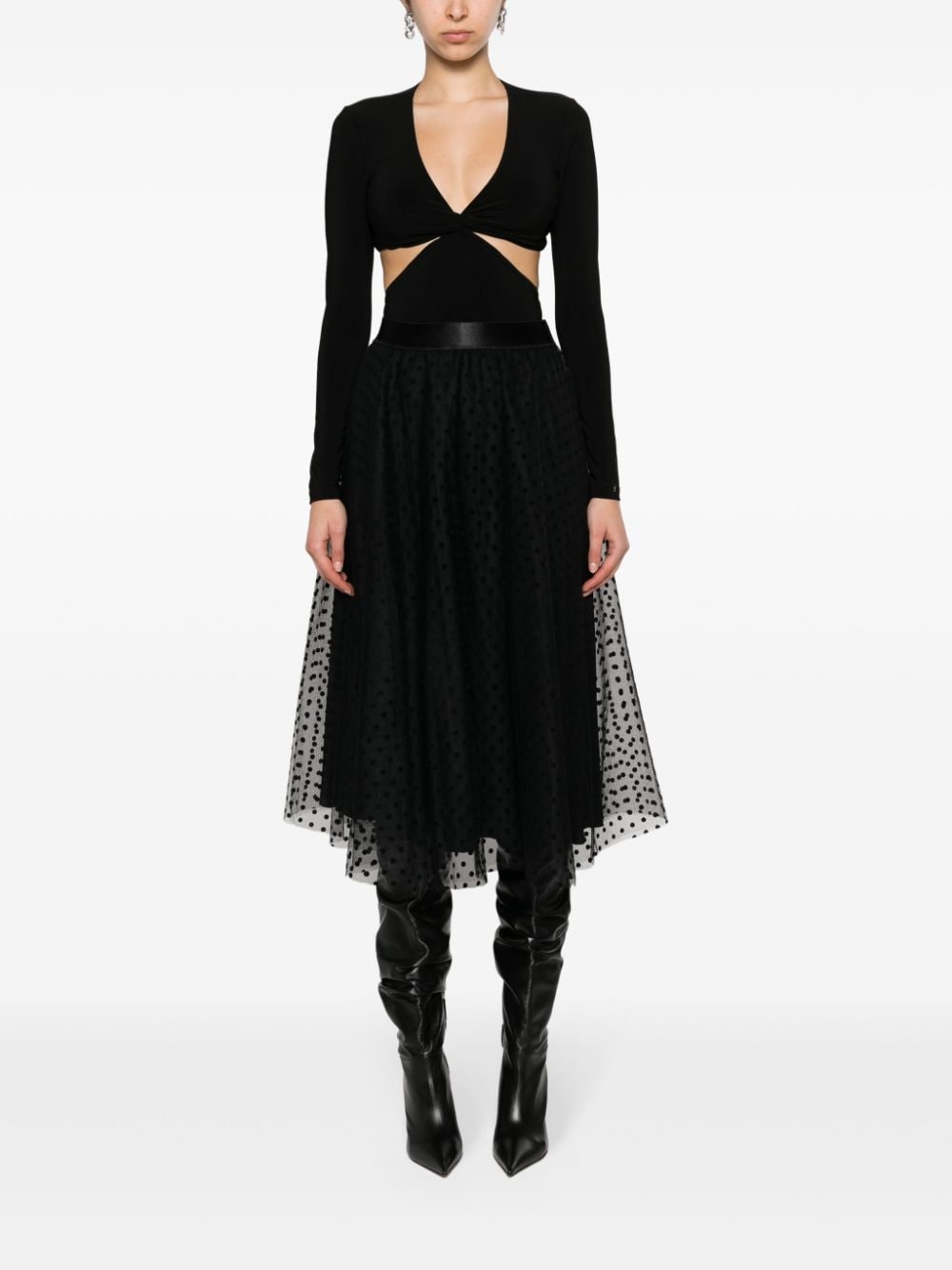 NISSA Cut-Out Long-Sleeve Bodysuit