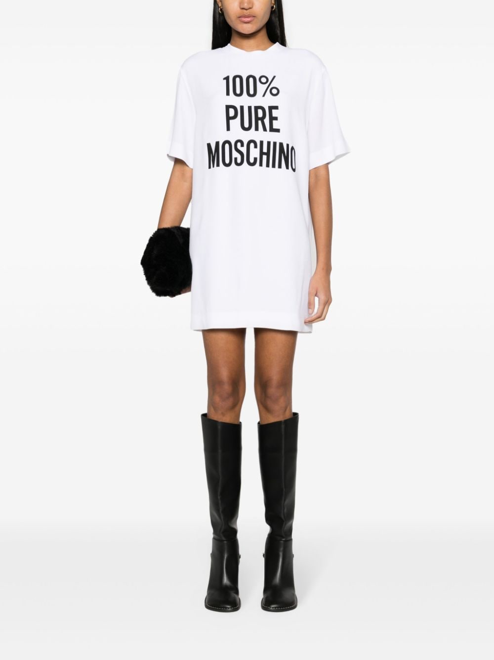 MOSCHINO Logo-Print Crepe Minidress