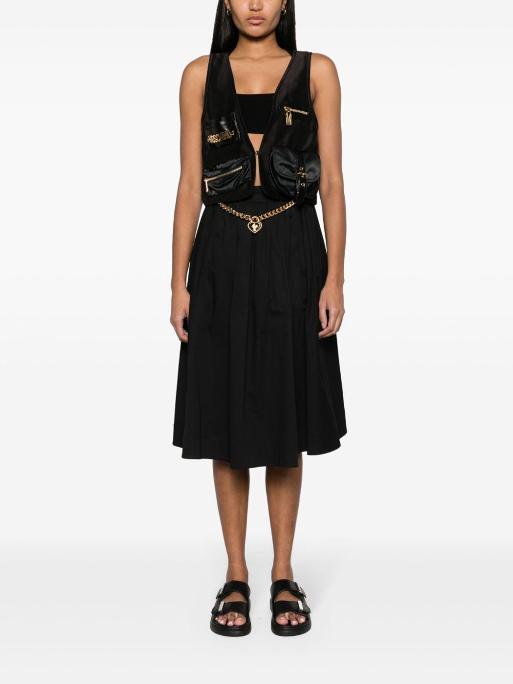 MOSCHINO Moschino heart-charm ruched midi skirt