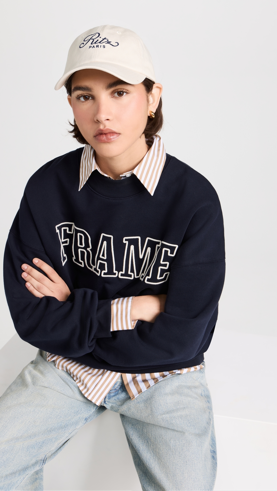 Frame X Ritz Paris Baseball Cap - Navy | Editorialist