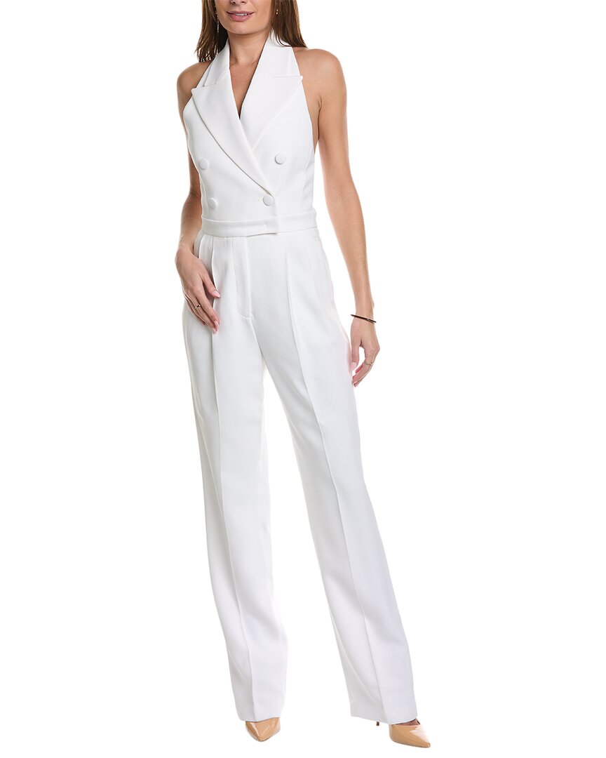 Michael Kors Halter Tuxedo Jumpsuit In White 90% Off Editorialist