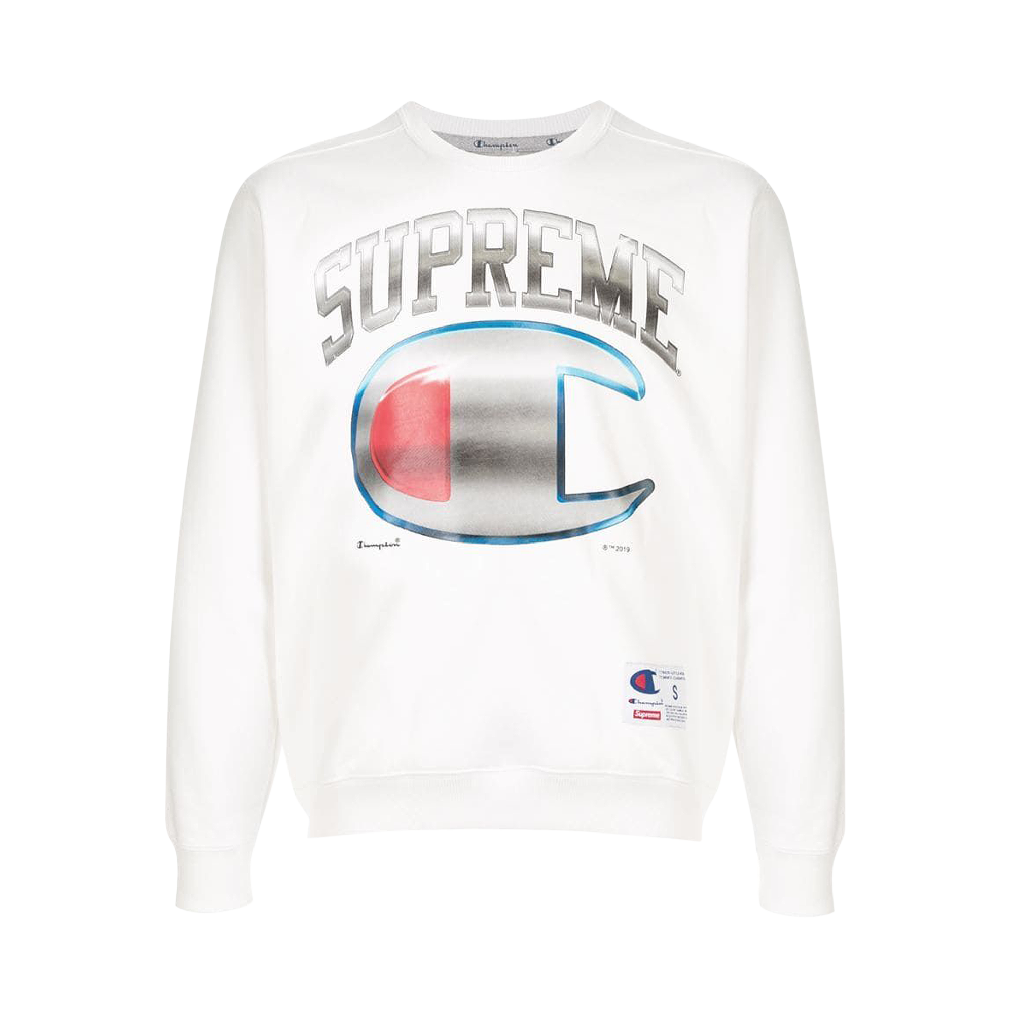 Supreme X Champion Chrome Crewneck - White | Editorialist