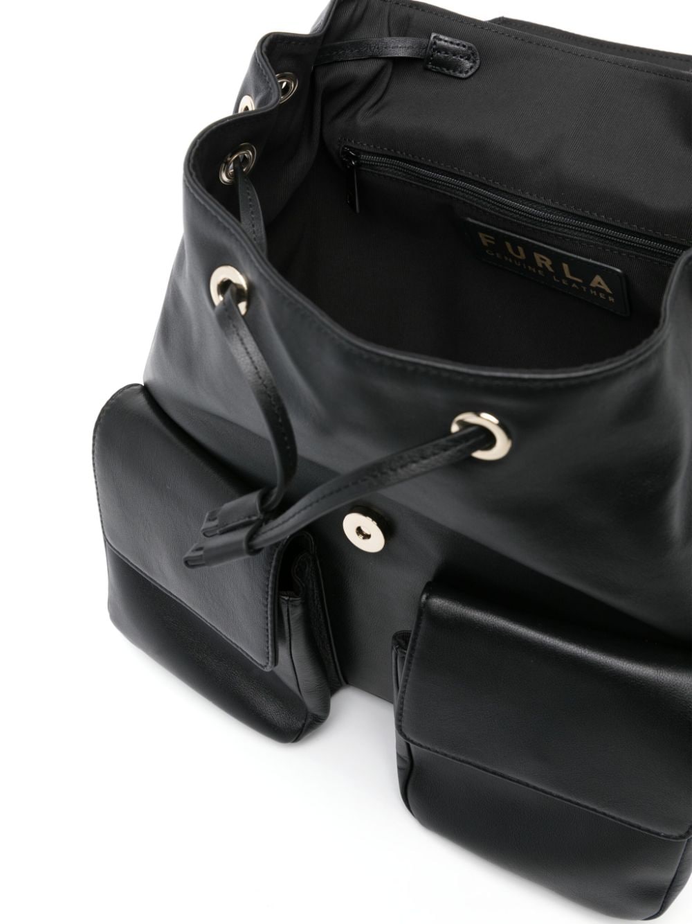 Furla Flow Leather Backpack - Black | Editorialist display picture 2