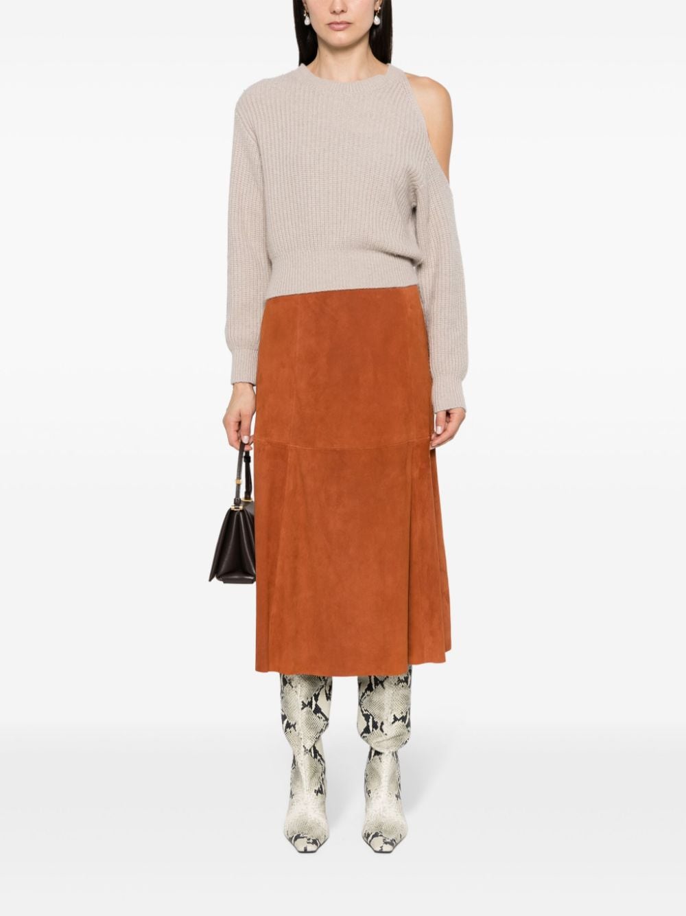 POLO RALPH LAUREN Suede A-Line Midi Skirt