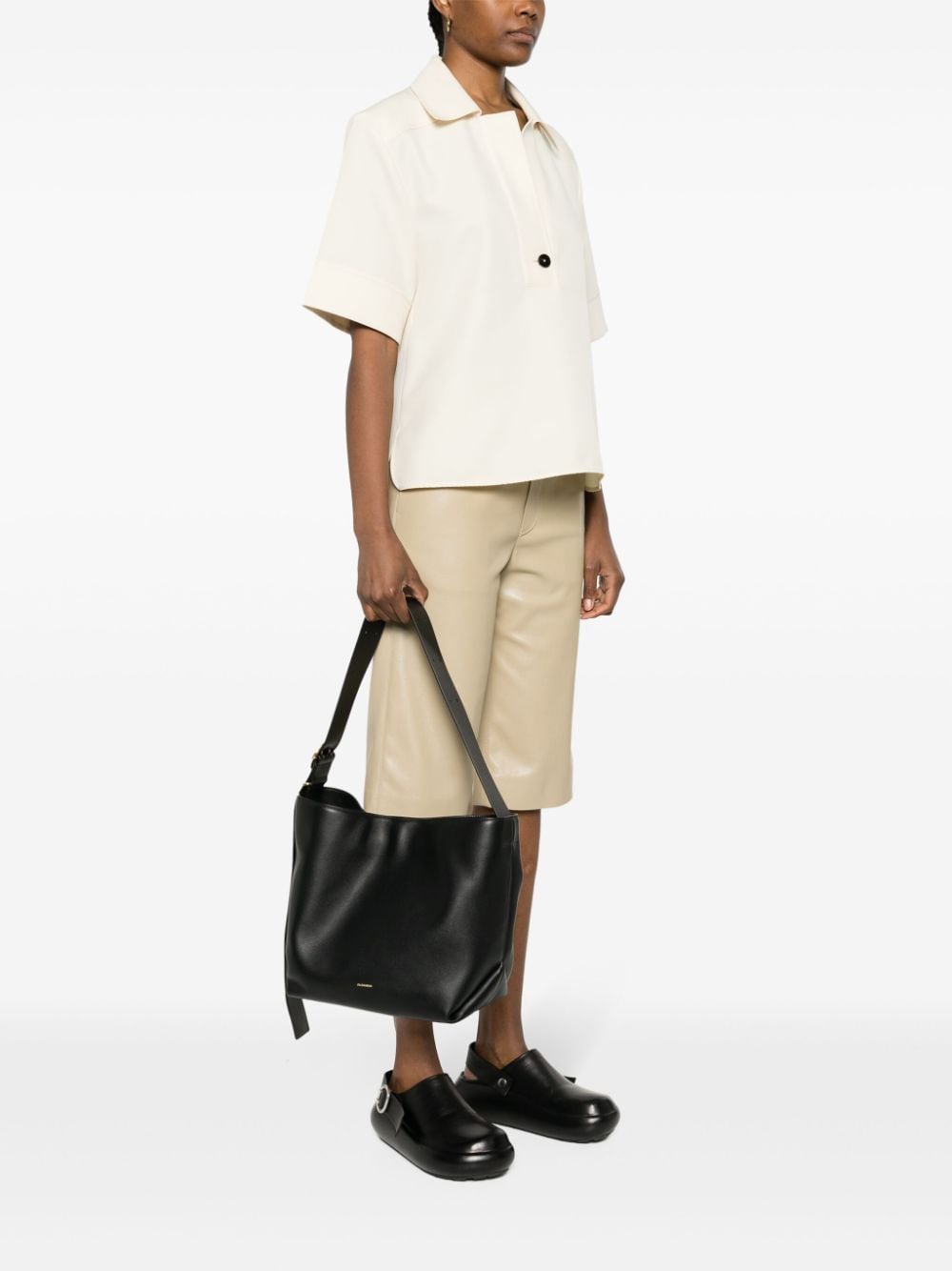 JIL SANDER Jil Sander Cannolo Leather Shoulder Bag