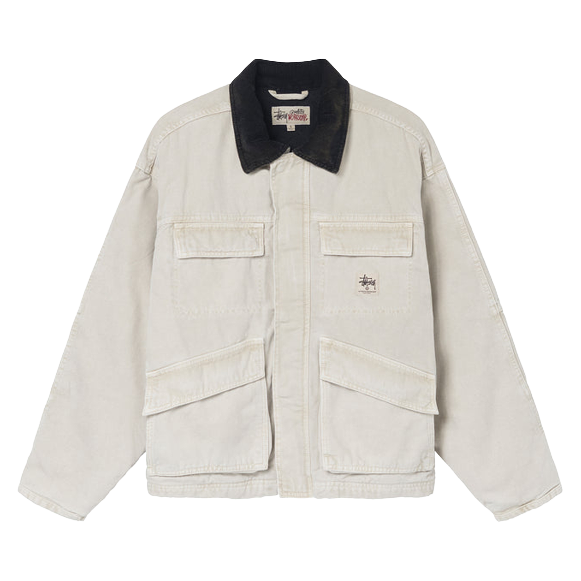 StüSsy Washed Canvas Shop Jacket - Cream | Editorialist