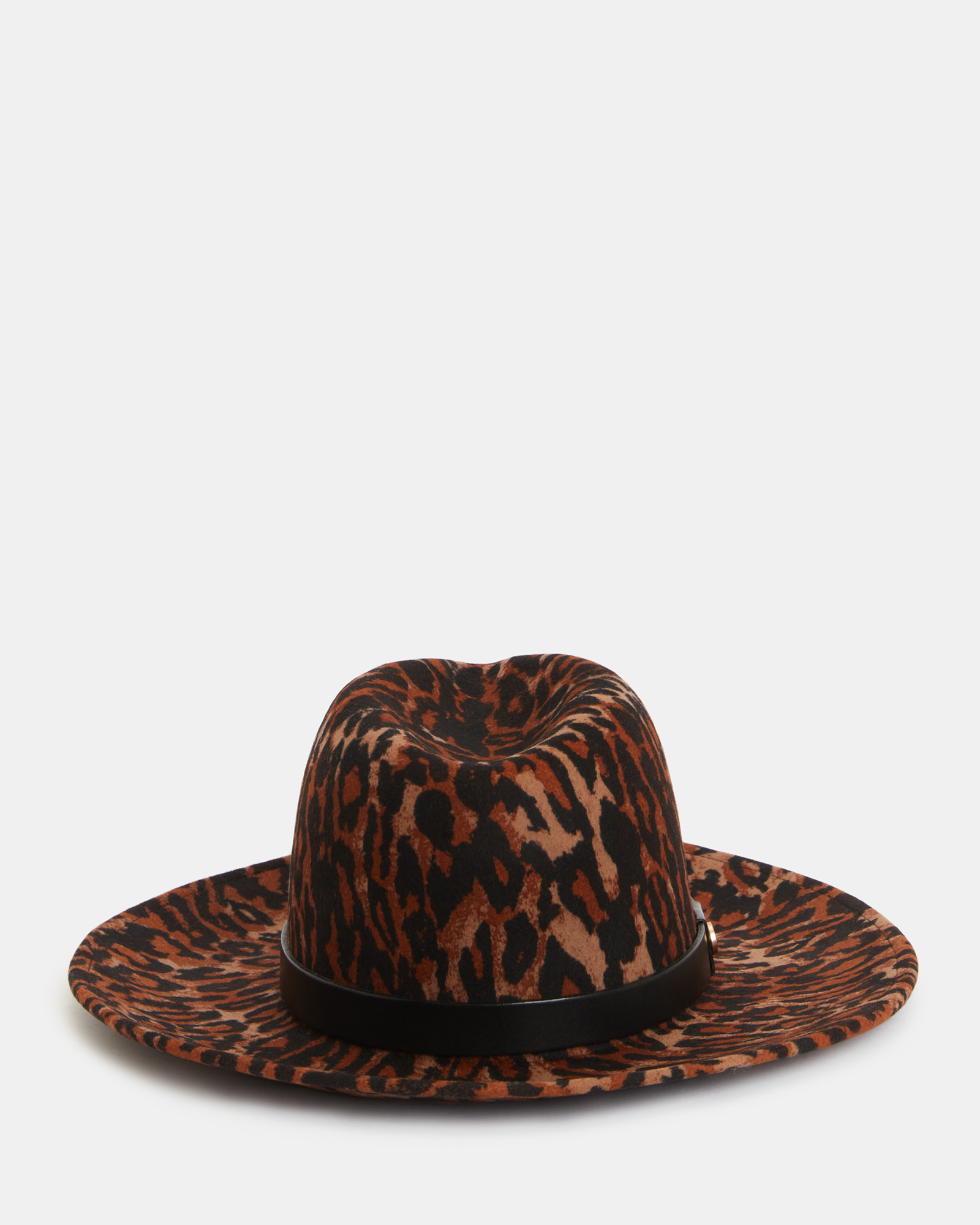 Allsaints Annie Leopard Print Wool Fedora Hat In Brown - 40 