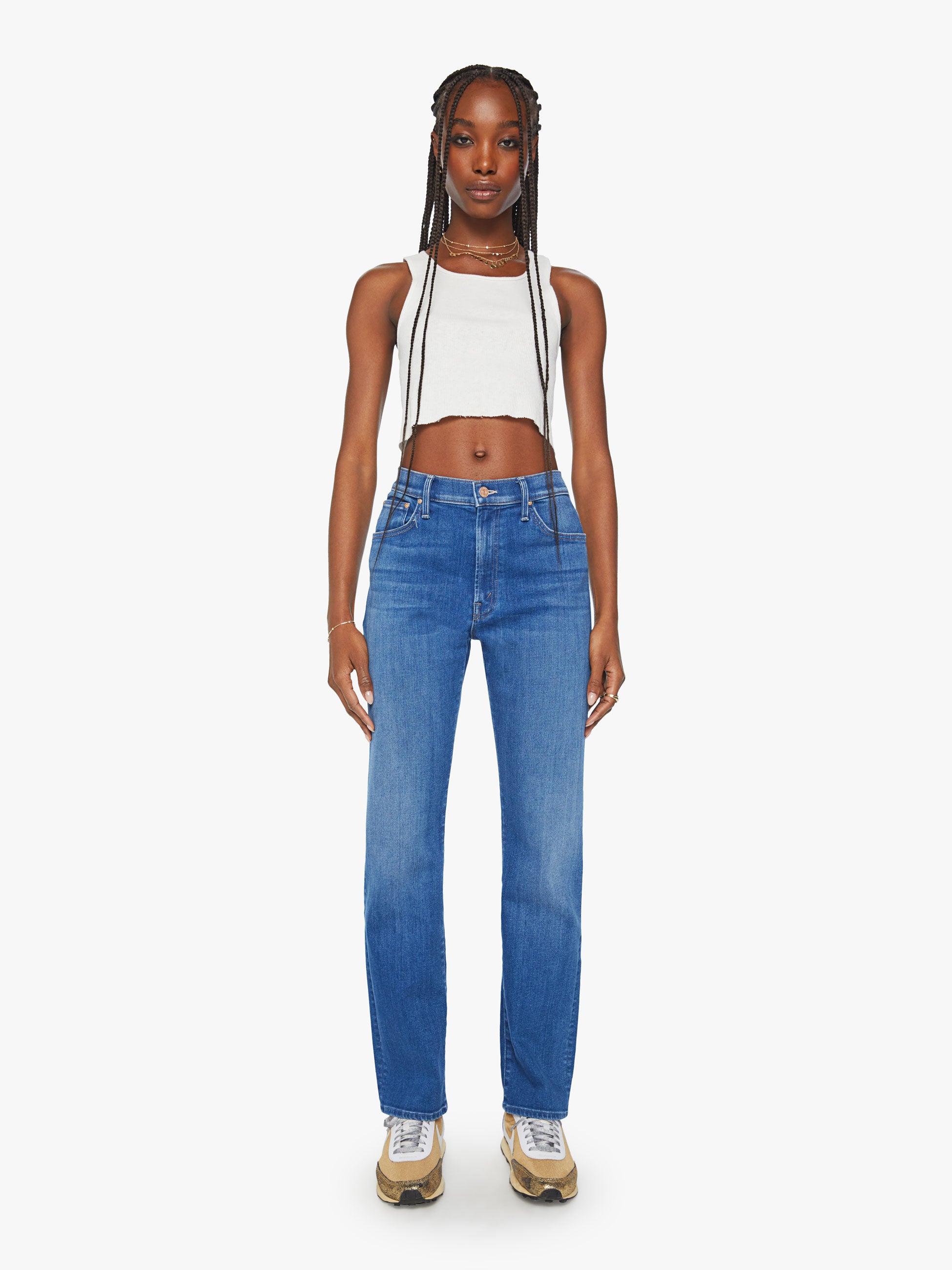 Mother The Ditcher Zip Skimp Across The Finnish Line Jeans In Blue
