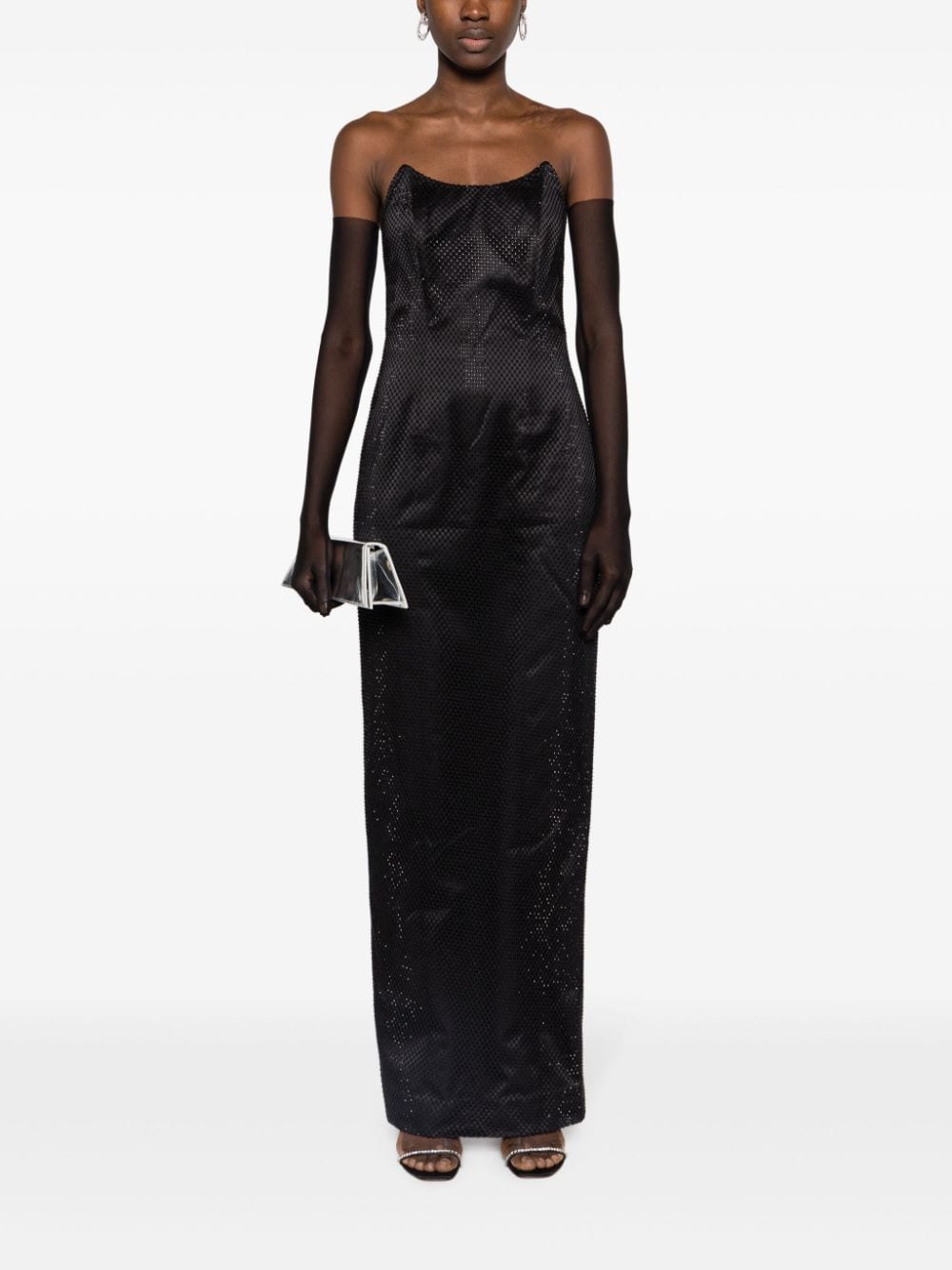 BAZZA ALZOUMAN BAZZA ALZOUMAN rhinestone-embellished strapless gown