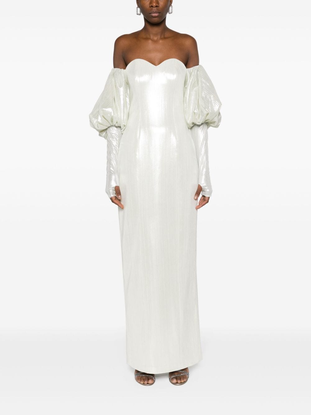 BAZZA ALZOUMAN BAZZA ALZOUMAN Juliet Sleeves Lamé Gown
