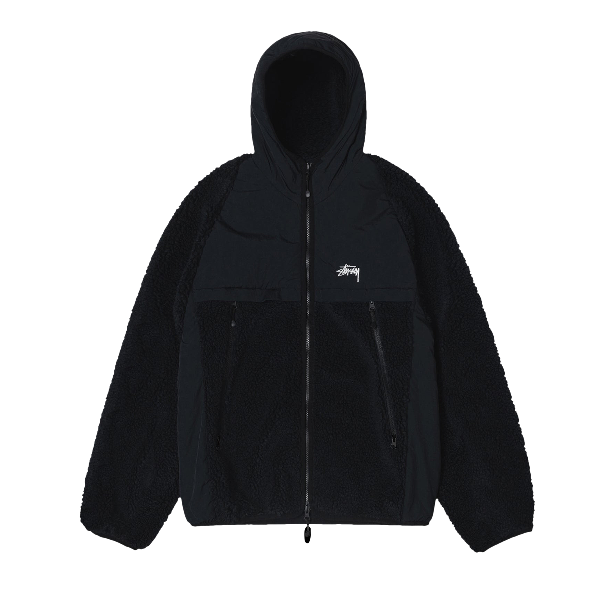StüSsy Sherpa Paneled Hooded Jacket - Brown | Editorialist
