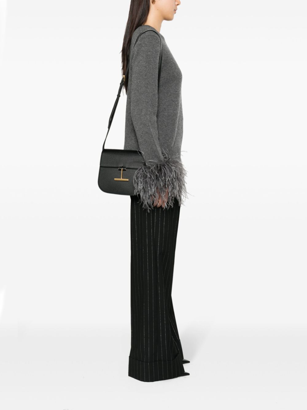 TOM FORD TOM FORD Hanging T Hardware Leather Shoulder Bag