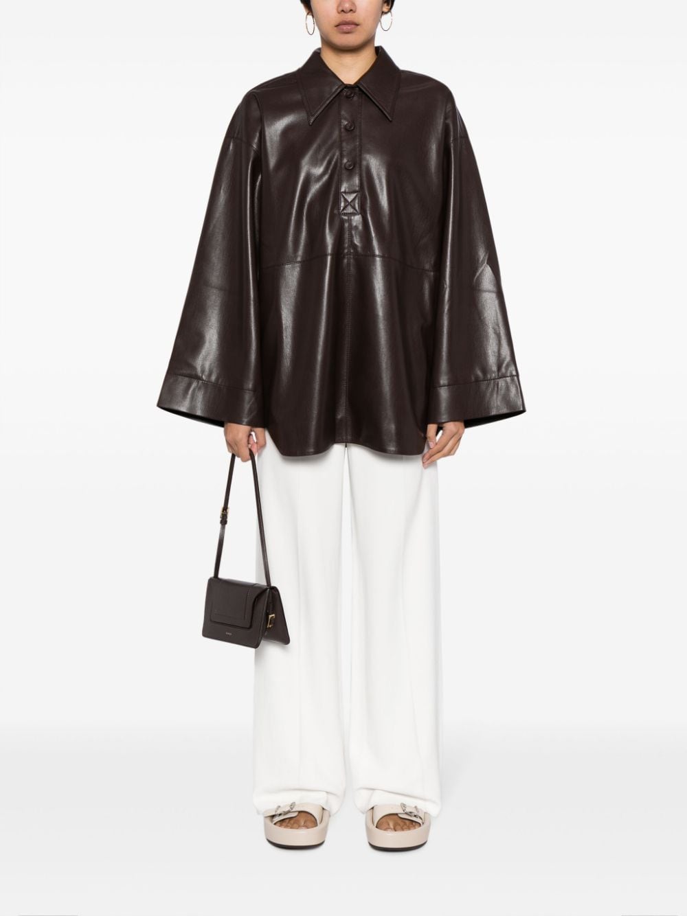 NANUSHKA Nanushka Clarice Faux Leather Polo Shirt
