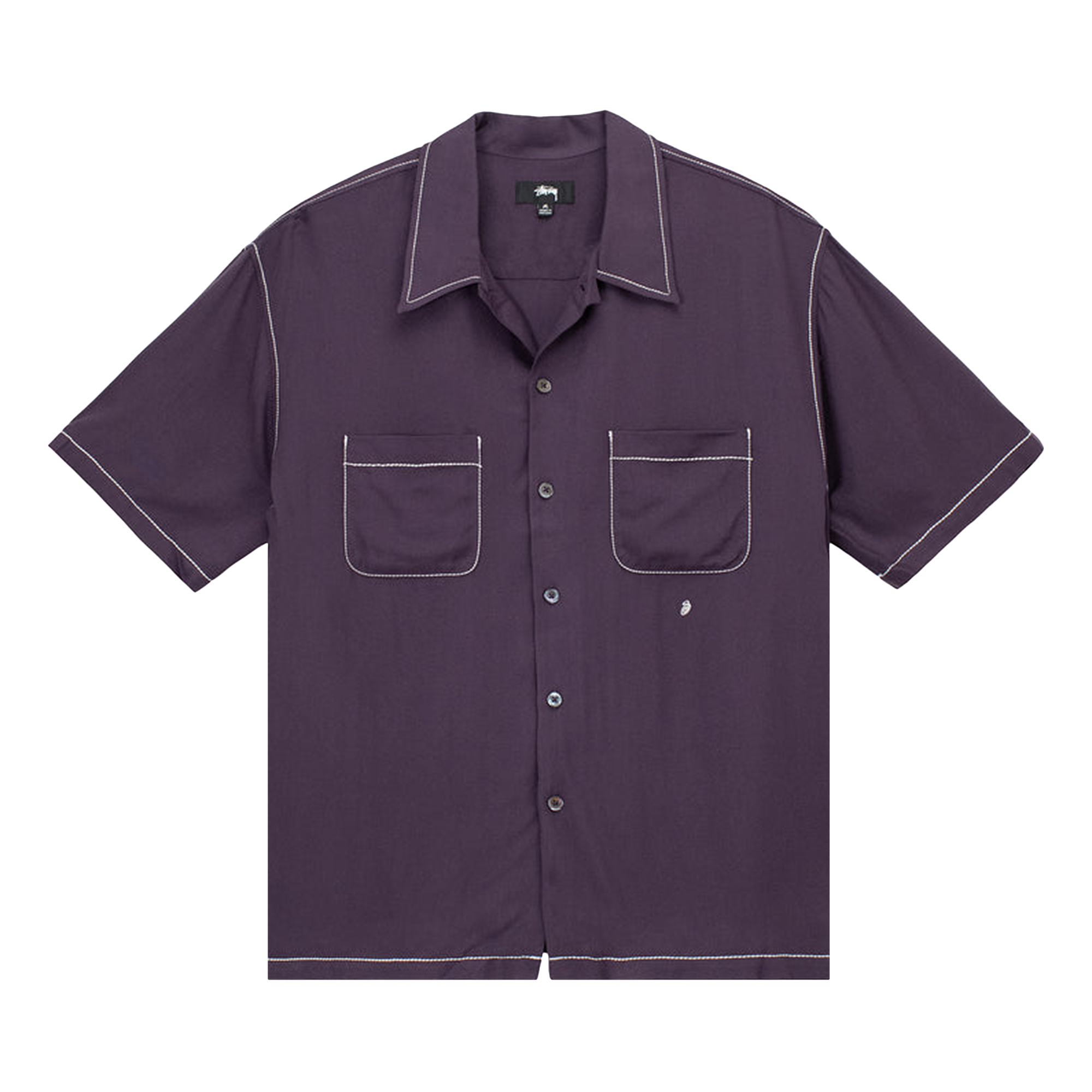StüSsy Contrast-Stitching Short-Seeve Shirt In Purple - 34% Off 