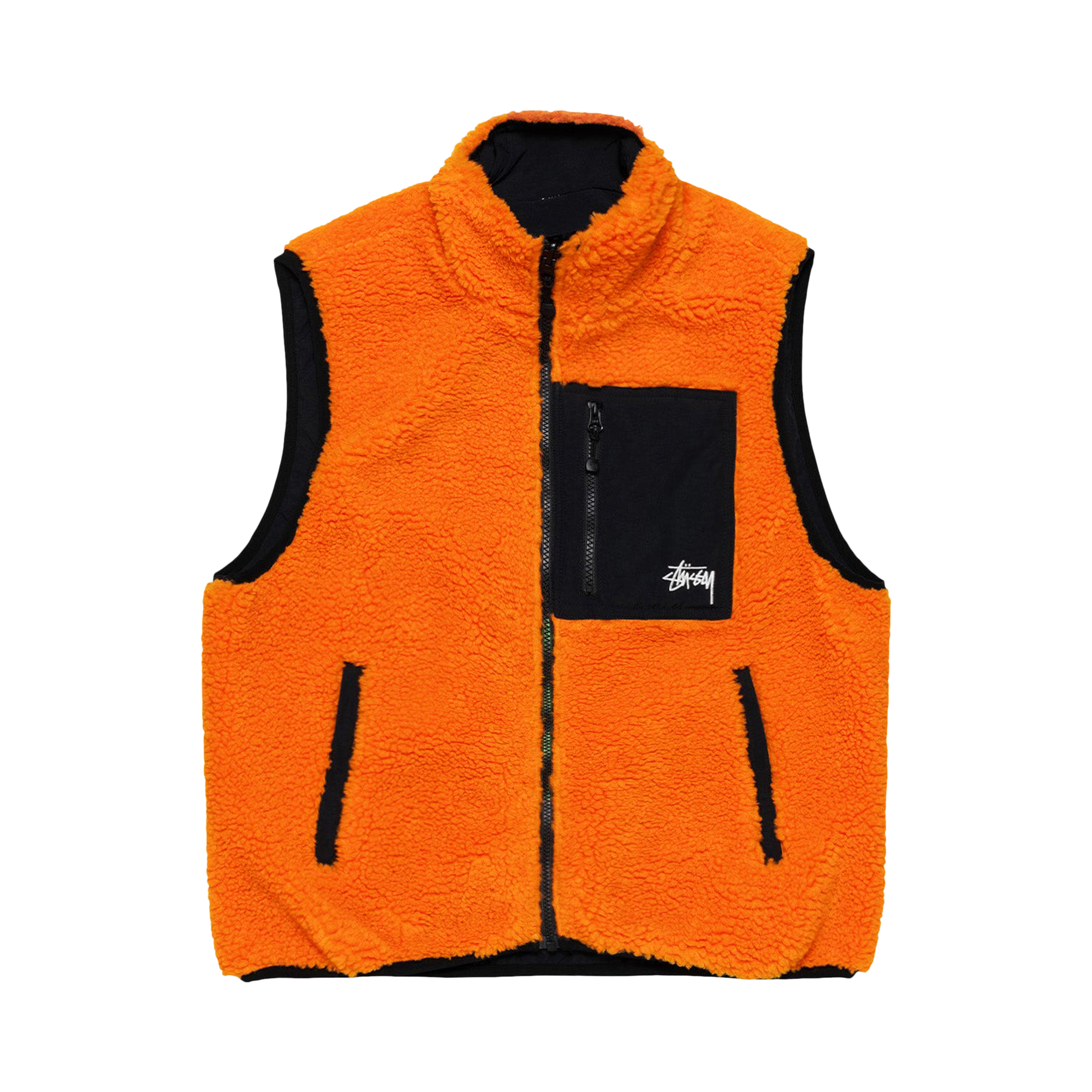 StüSsy Sherpa Reversible Vest - Orange | Editorialist