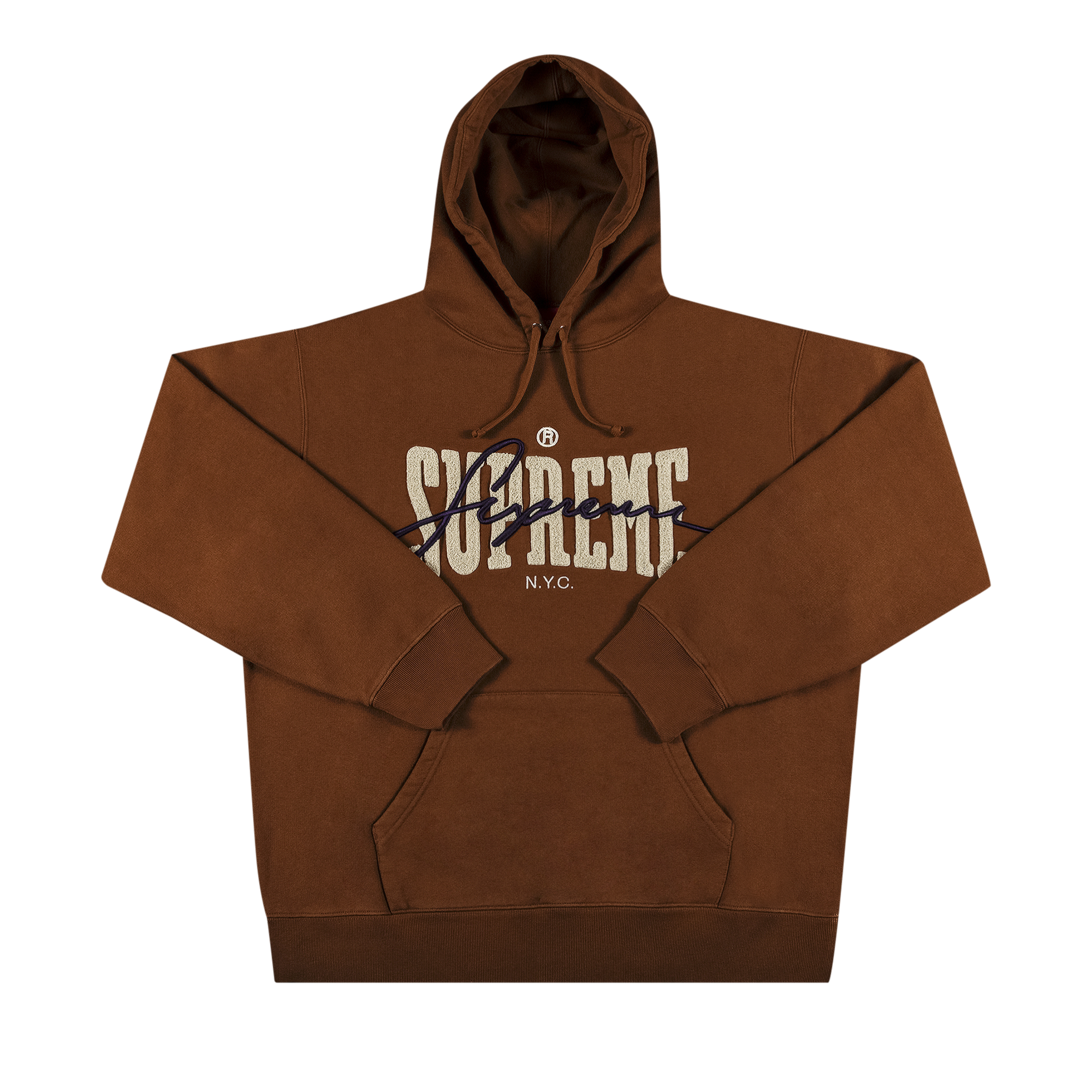 Supreme Embroidered Chenille Hooded Sweatshirt - Brown | Editorialist