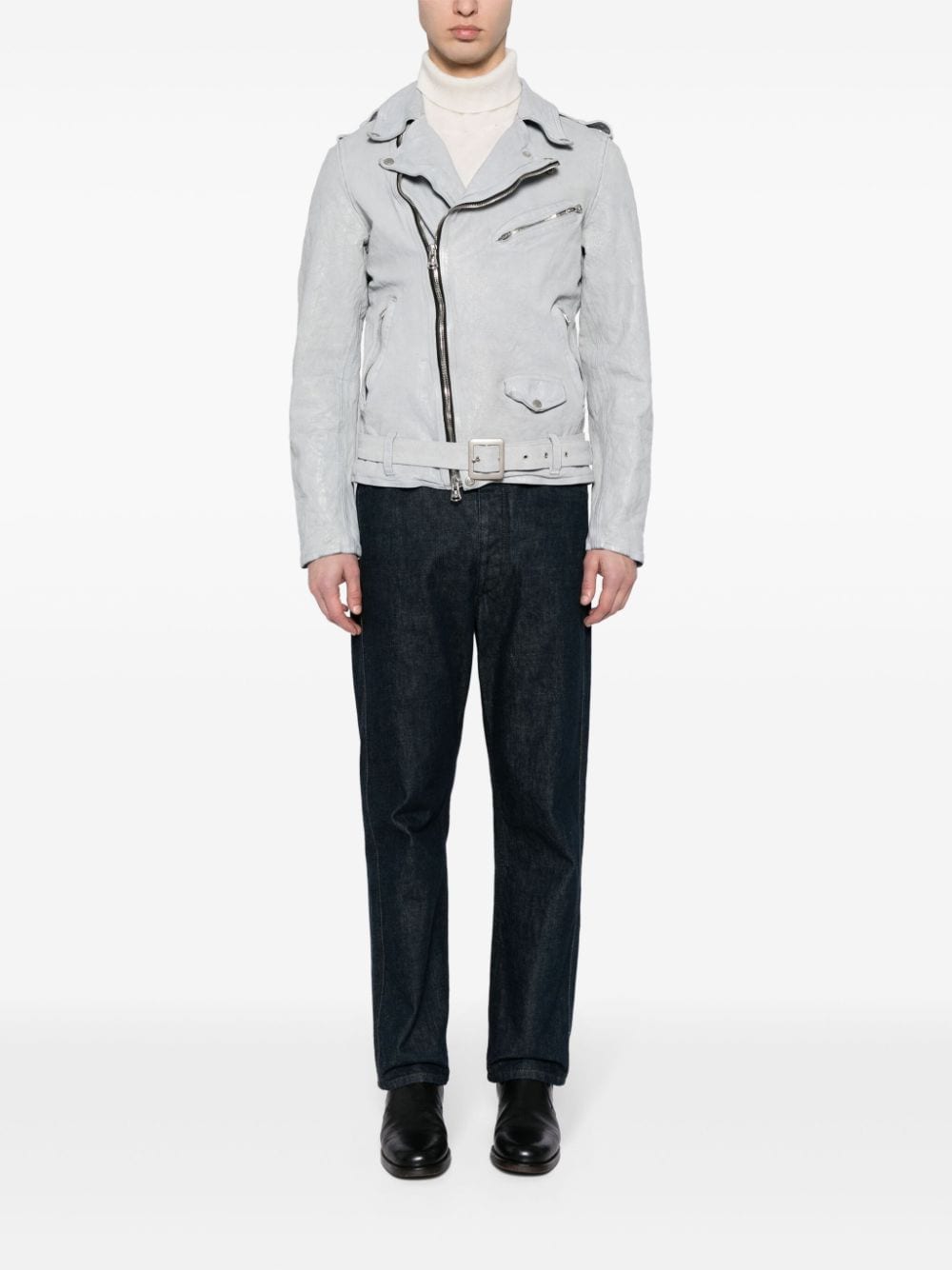 YOHJI YAMAMOTO Yohji Yamamoto Belted Leather Biker Jacket