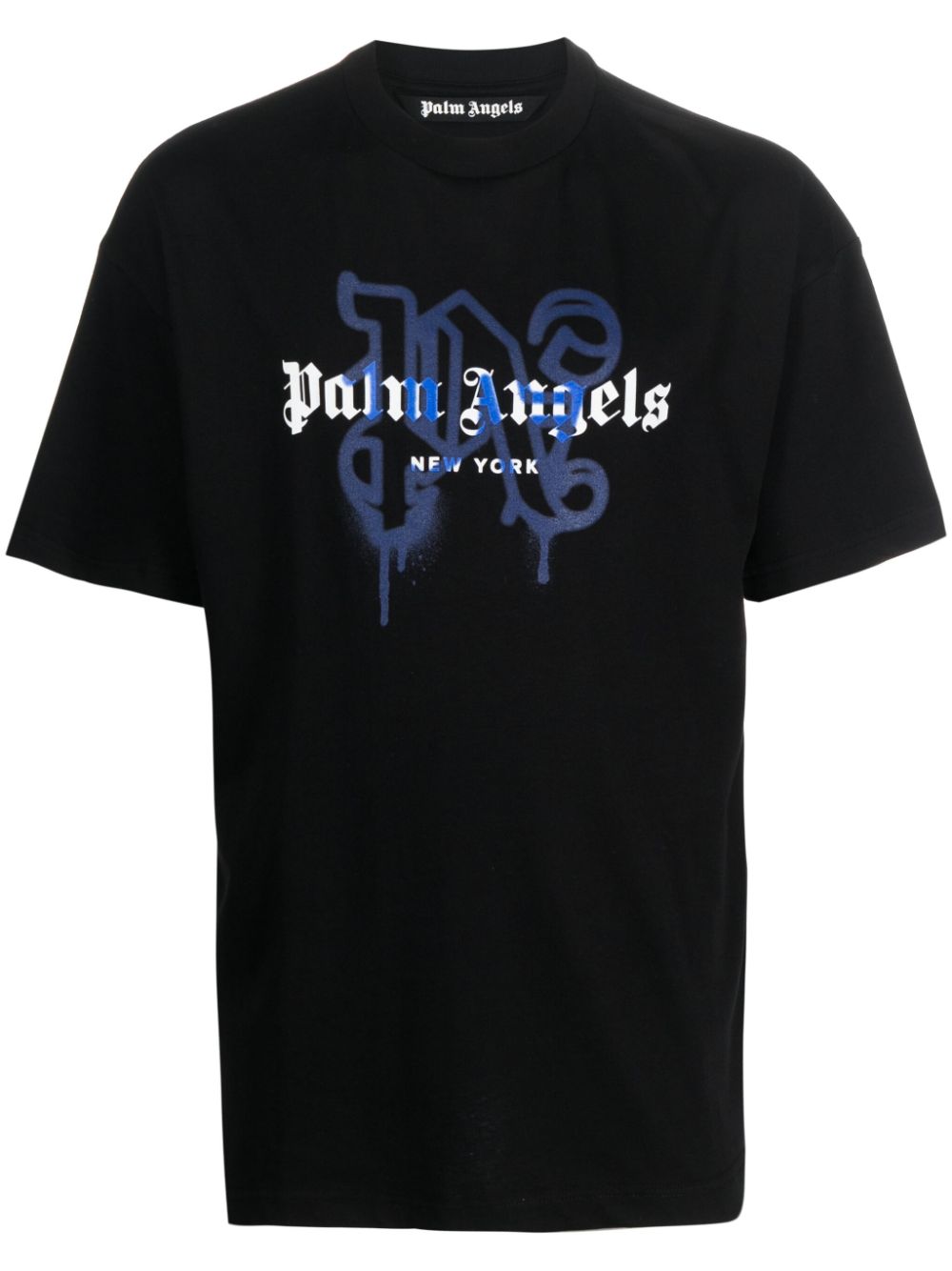 Palm Angels New York Monogram-Print T-Shirt - Black - 41% Off