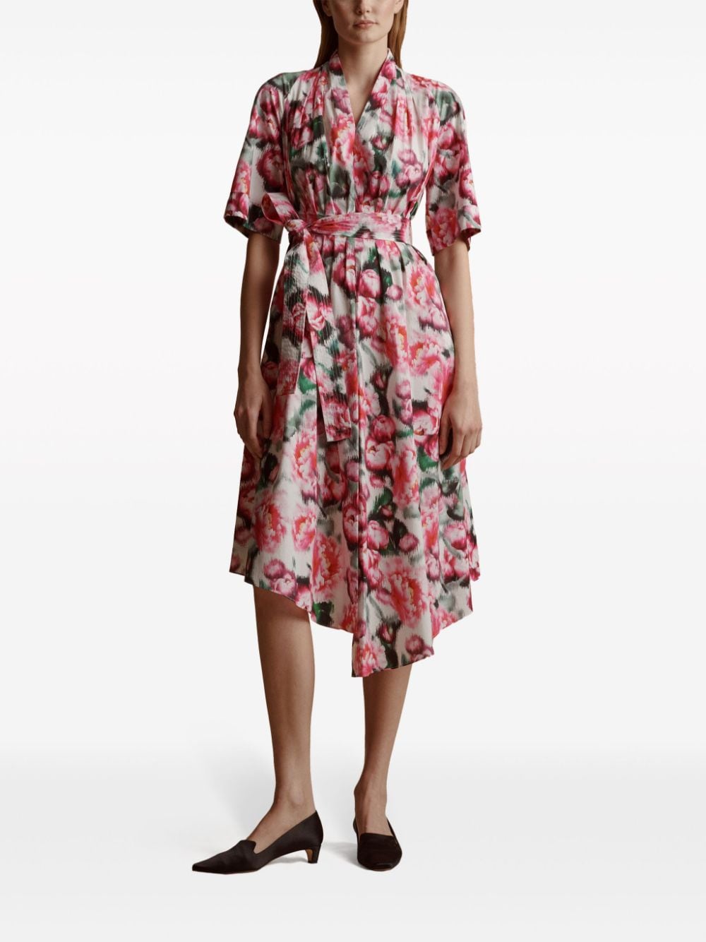 ADAM LIPPES Adam Lippes Floral-Print Asymmetric Midi Dress