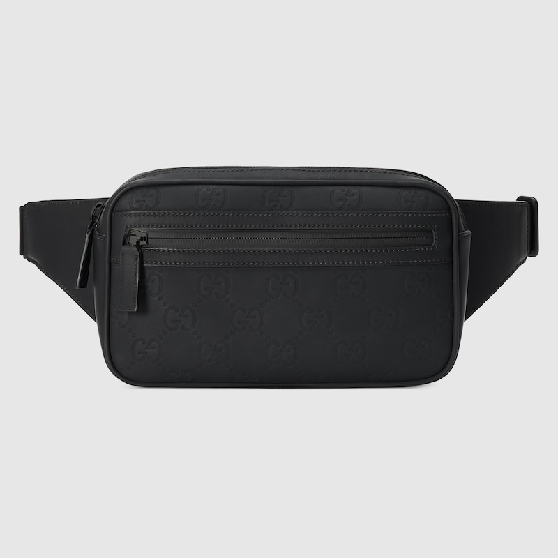 Gucci Gg Rubber-Effect Leather Belt Bag - Black Rubber  display picture 1