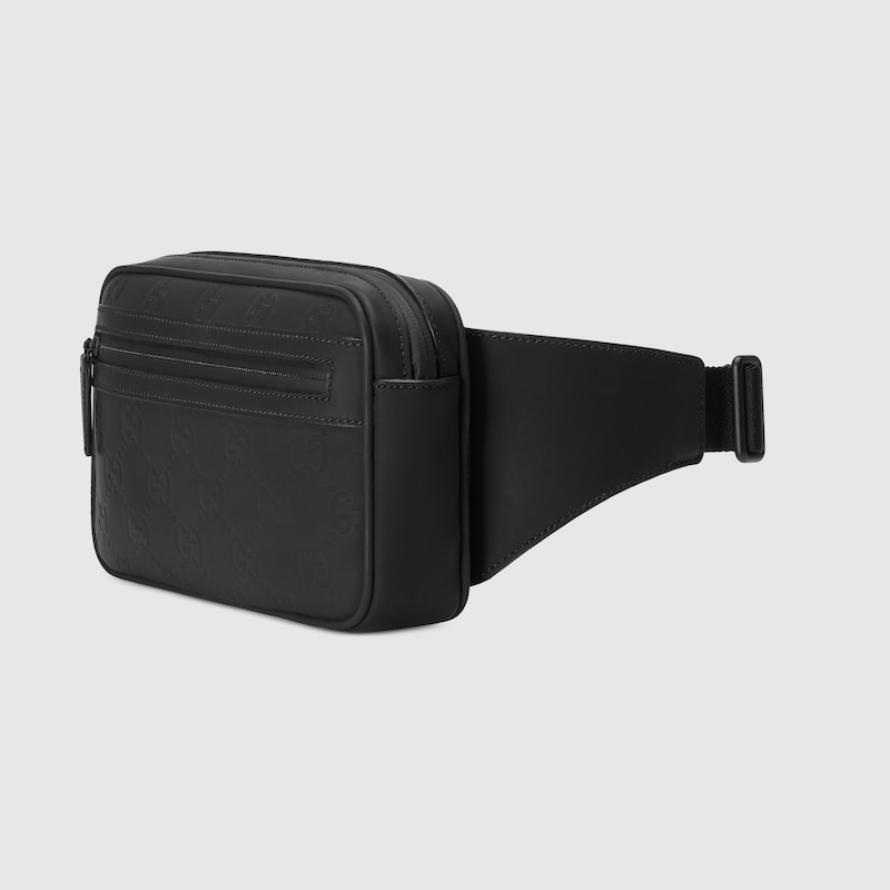 Gucci Gg Rubber-Effect Leather Belt Bag - Black Rubber  display picture 1