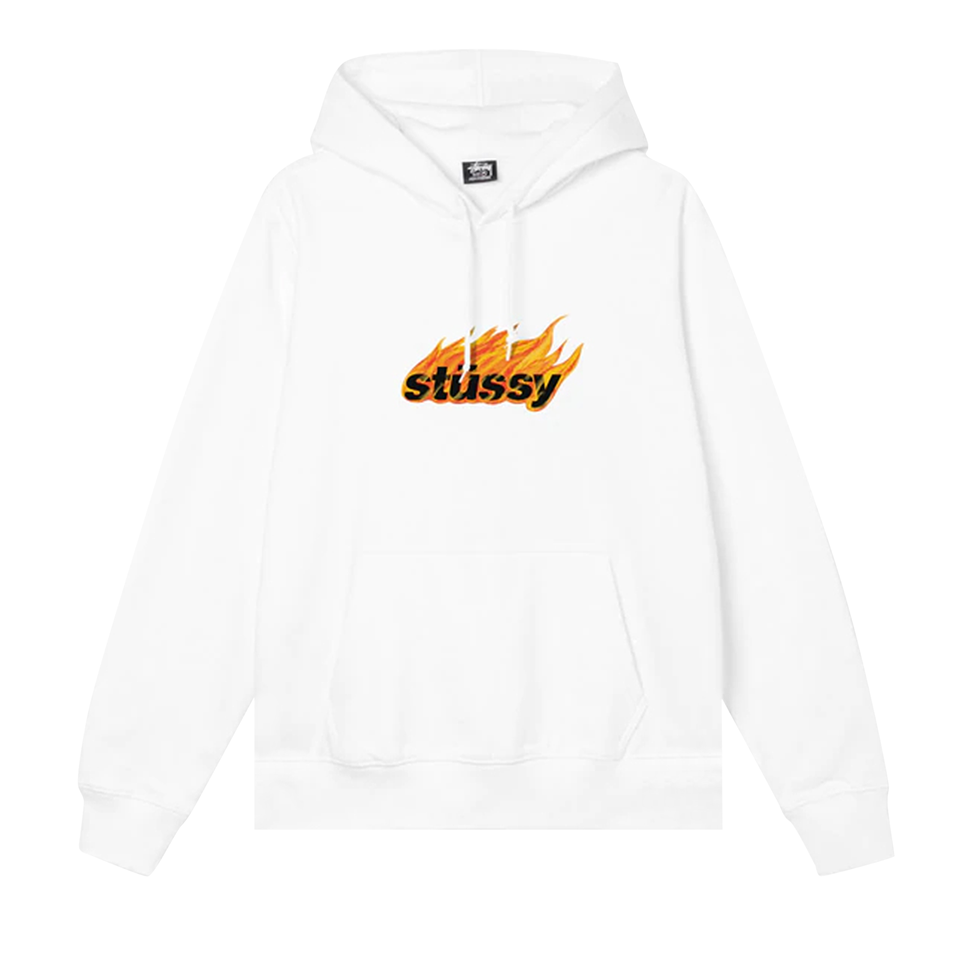 StüSsy Flames Hood - White | Editorialist