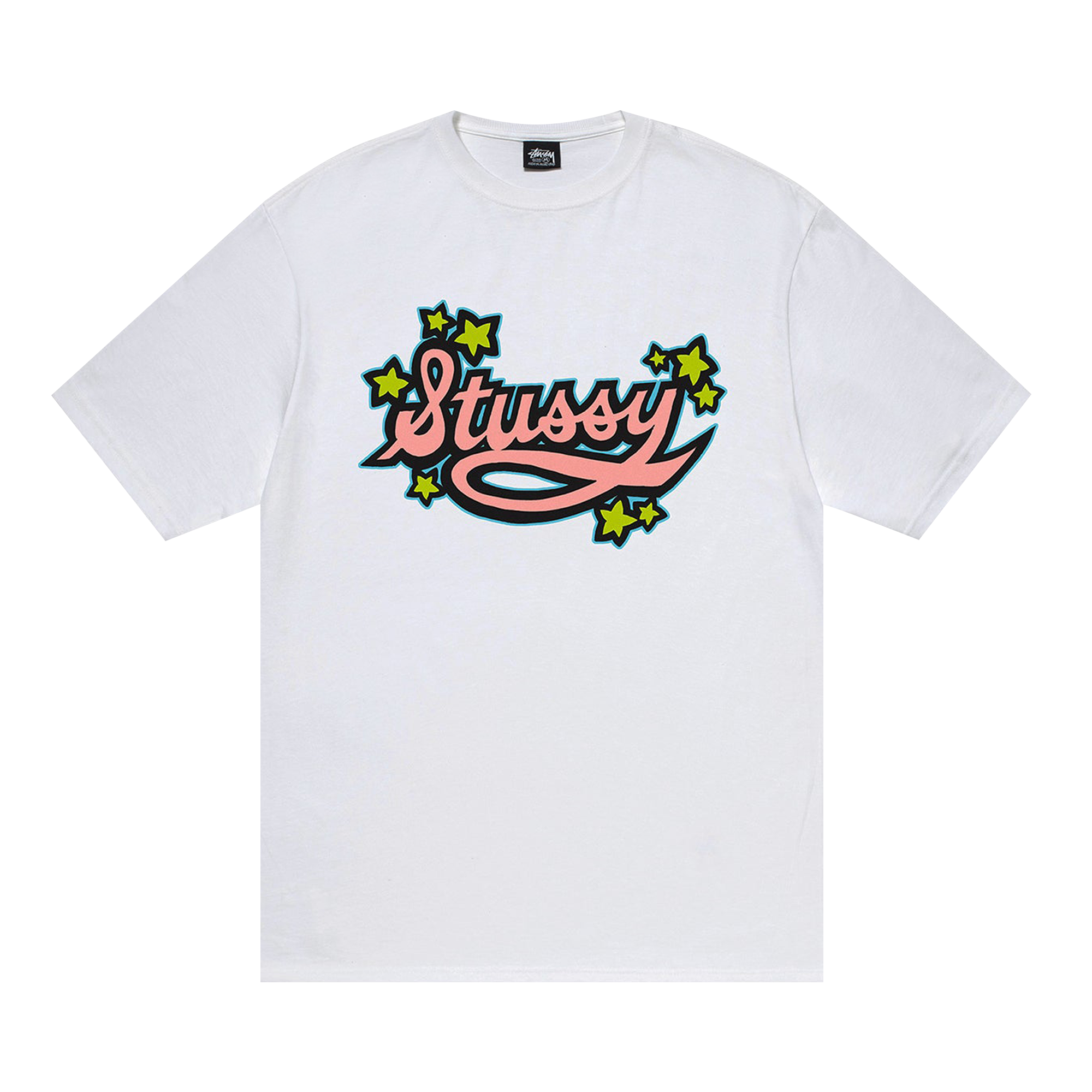 StüSsy Star Script Tee - White | Editorialist