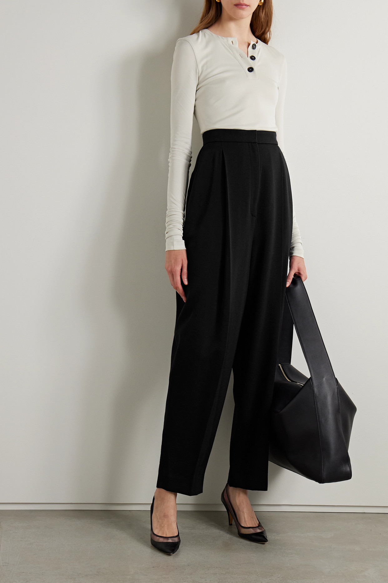 KHAITE KHAITE Ashford Pleated Wool-blend Twill Tapered Pants
