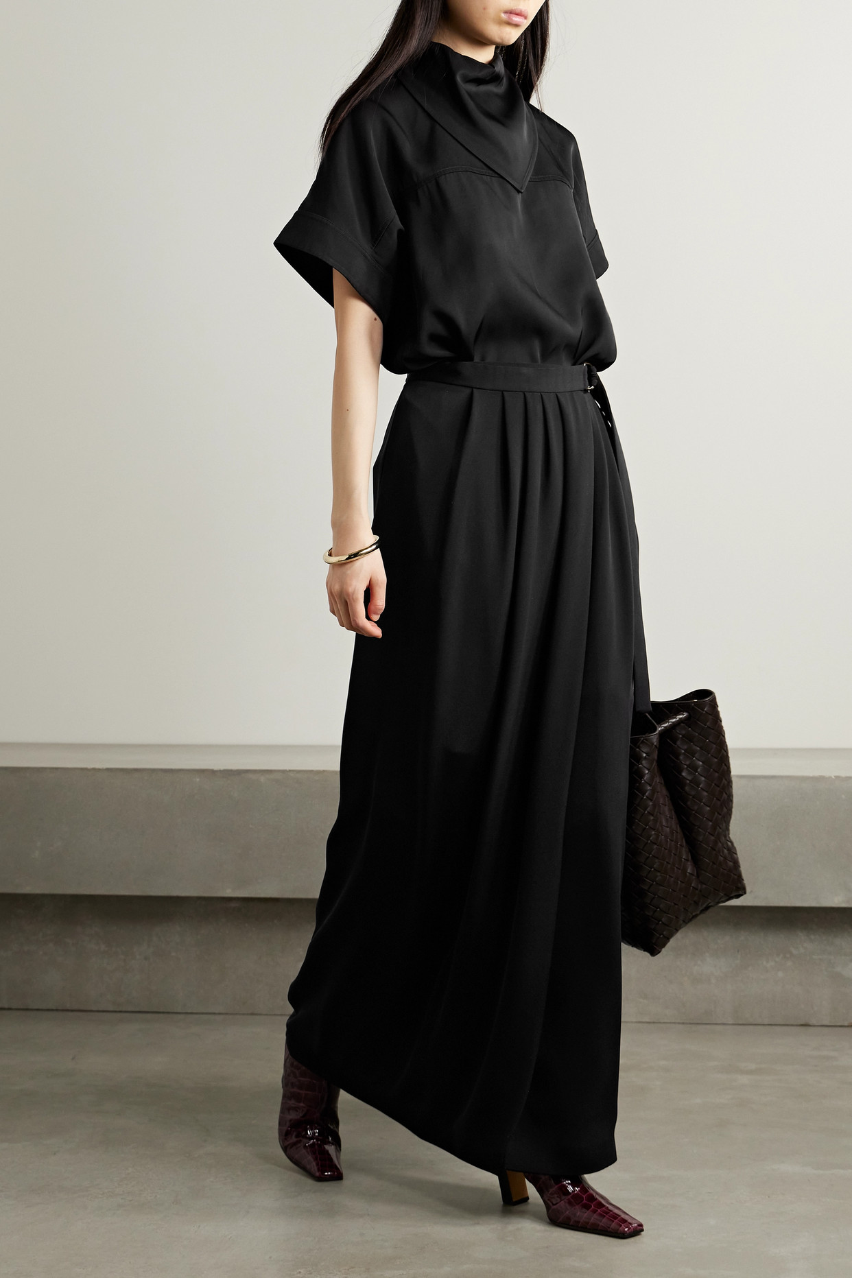 LORO PIANA Loro Piana Athina Pleated Maxi Wrap Skirt