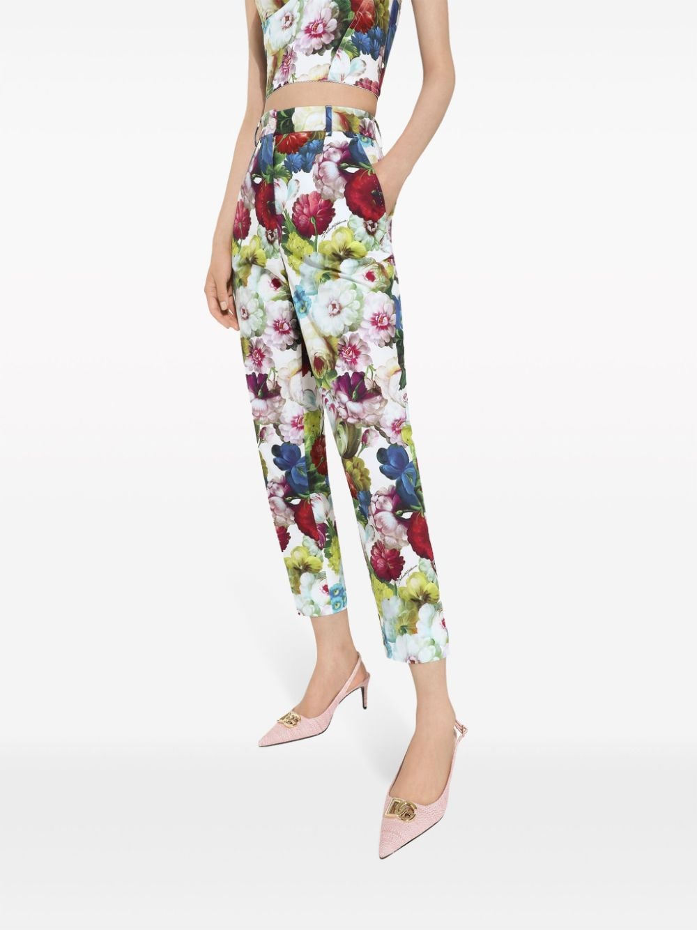 DOLCE & GABBANA Dolce & Gabbana Floral-Print Cropped Trousers