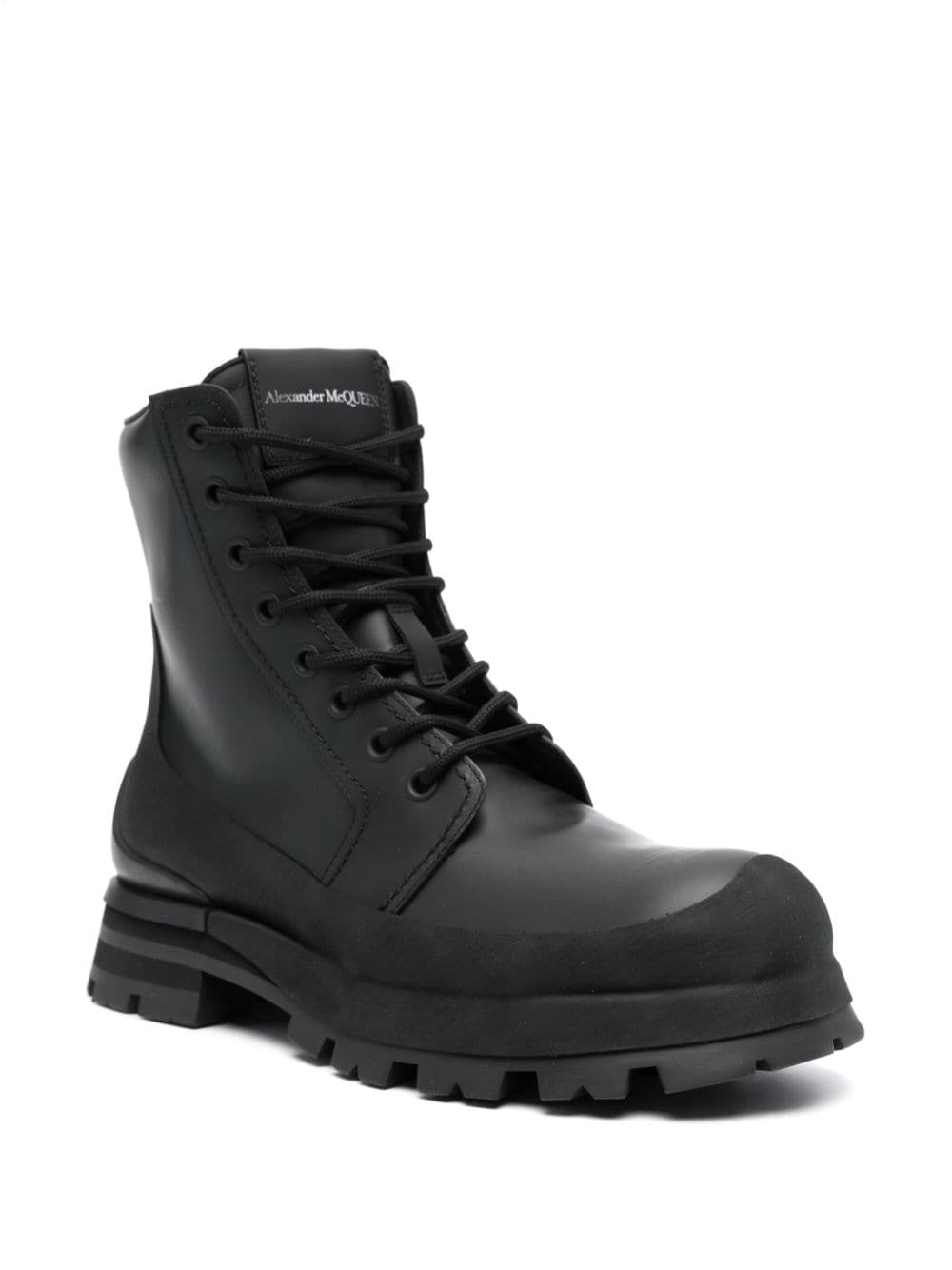 Alexander Mcqueen Leather Lace-Up Parachute Boots - Black