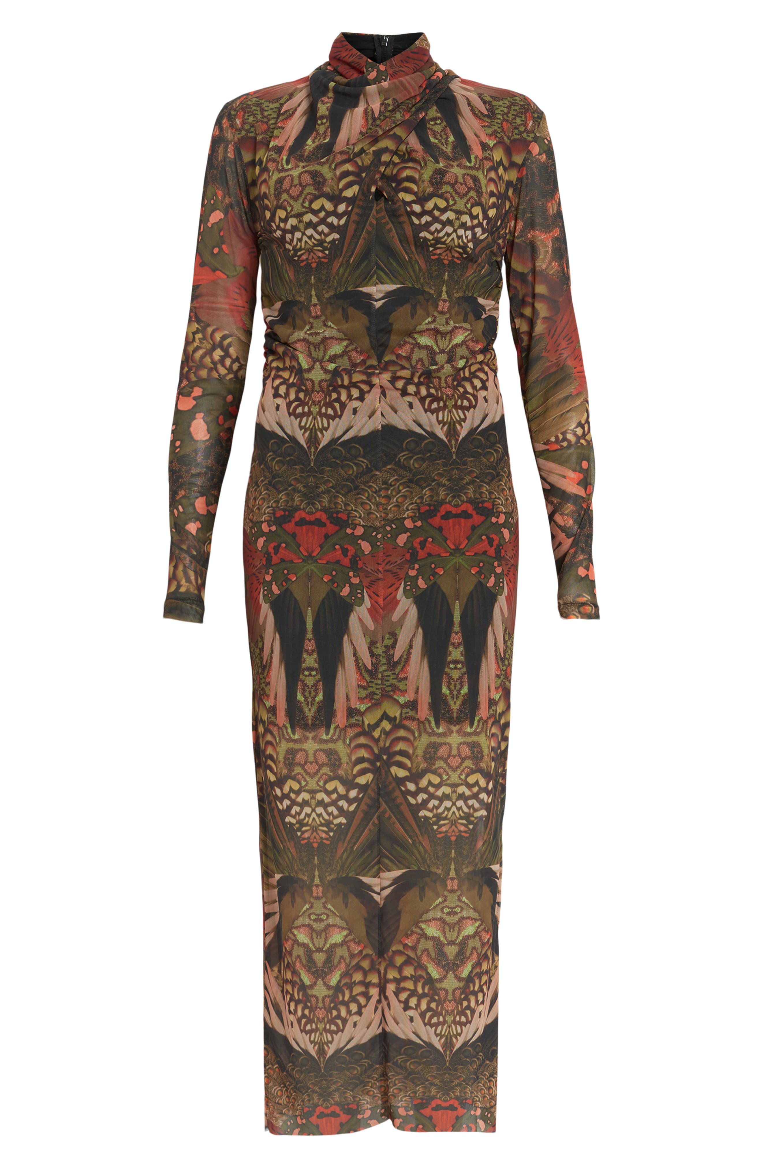 Allsaints Tia Gene Long Sleeve Mesh Midi Dress In Pink - 50% Off |  Editorialist