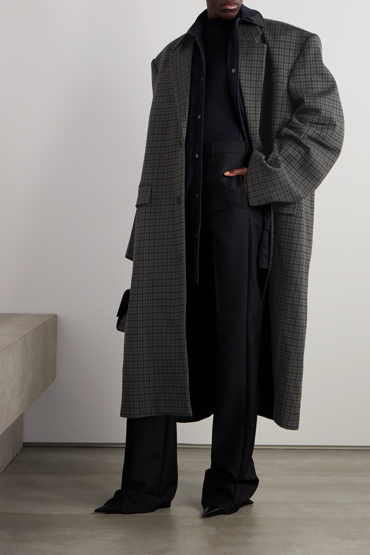 BALENCIAGA Oversized Houndstooth Cotton-Blend Coat